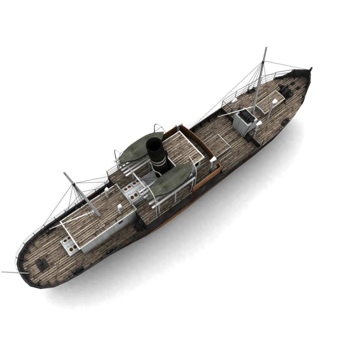 old steam ship 3d model