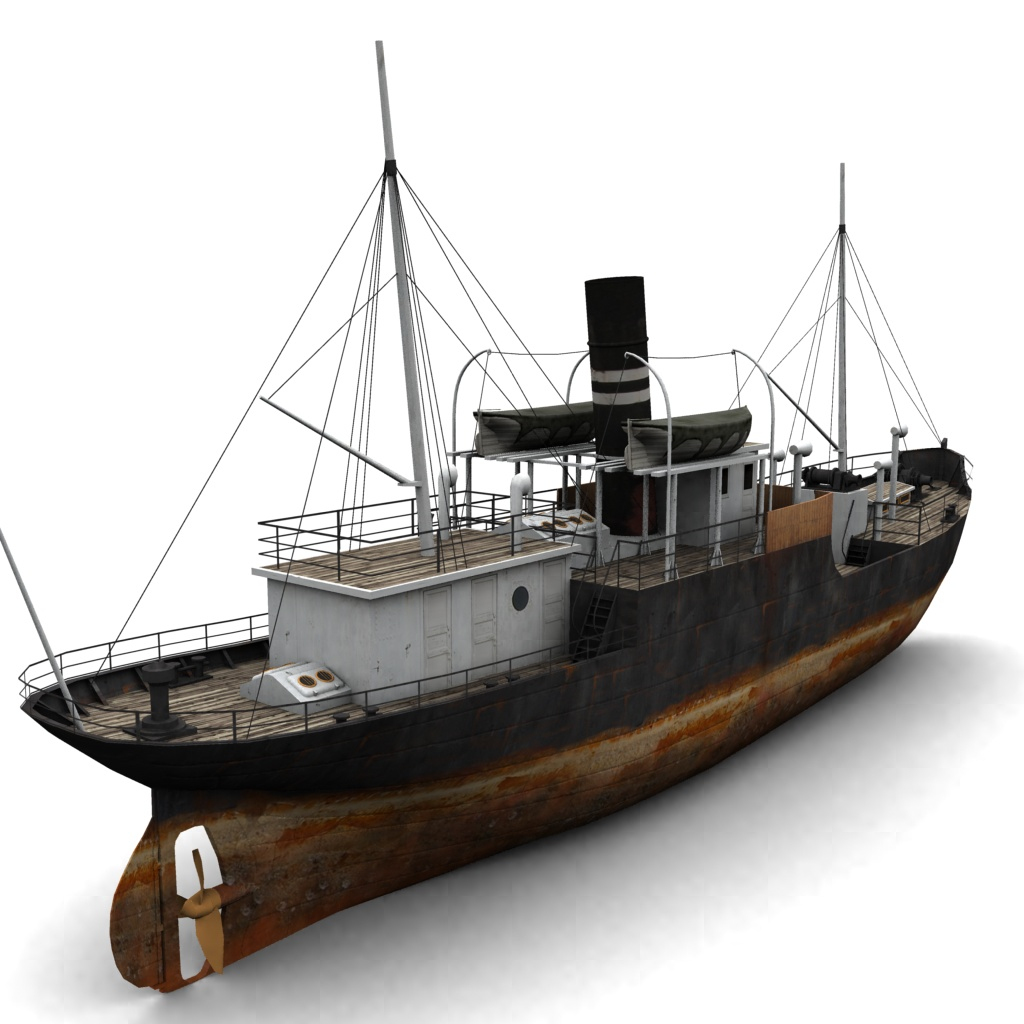 old steam ship 3d model