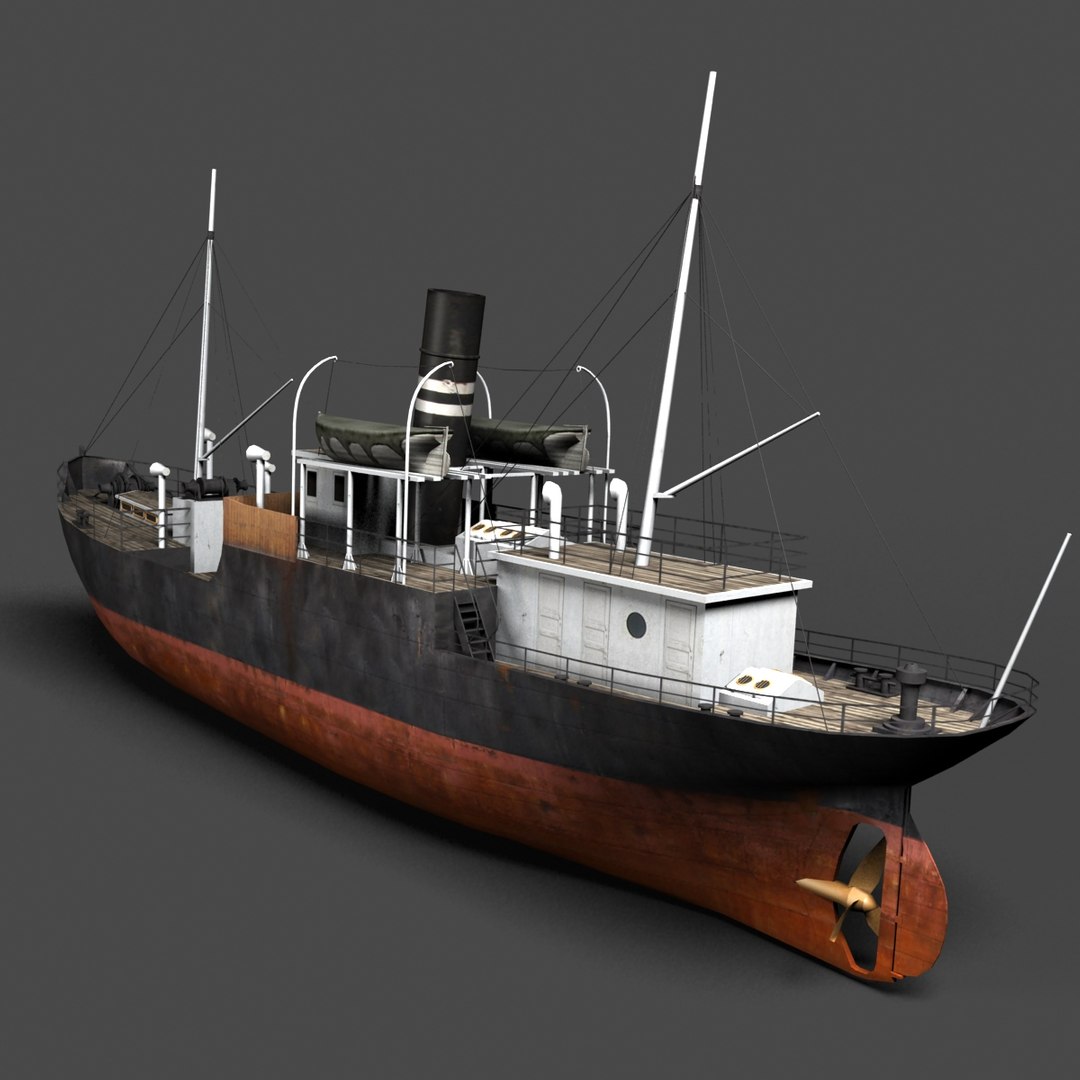 Old Steam Ship 3d Model