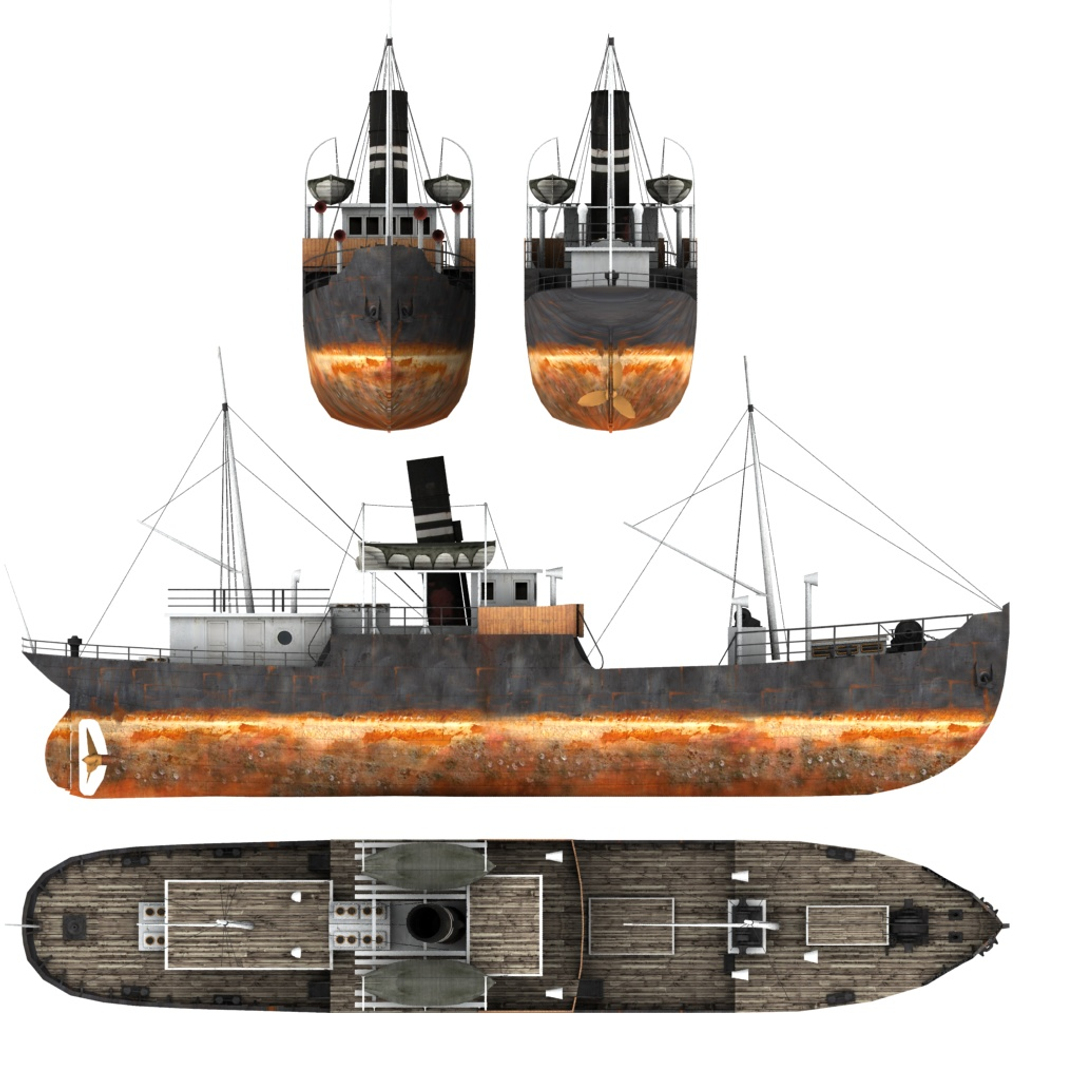 old steam ship 3d model