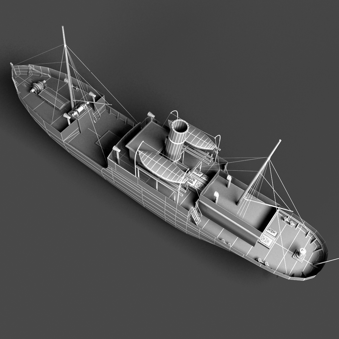 old steam ship 3d model