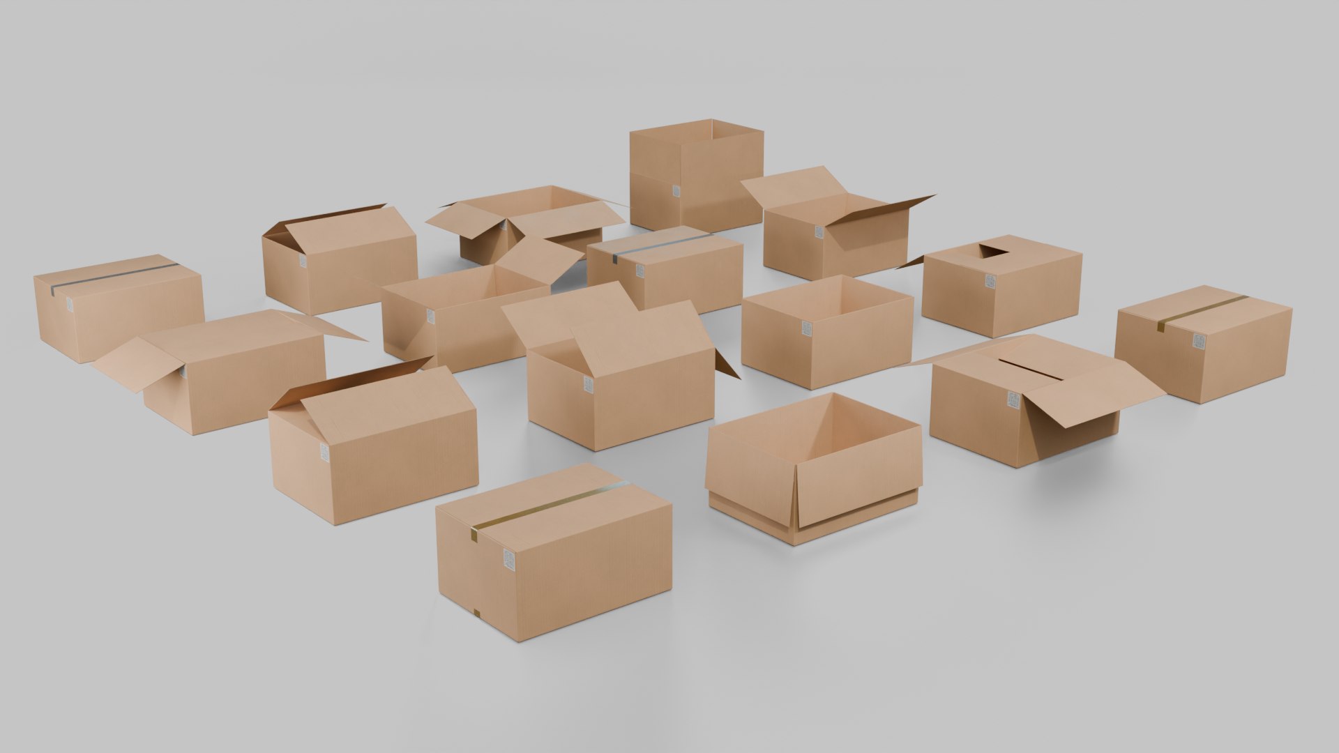 3D Cardboard Rectangular Box - Rigged And Fully Customizable ...