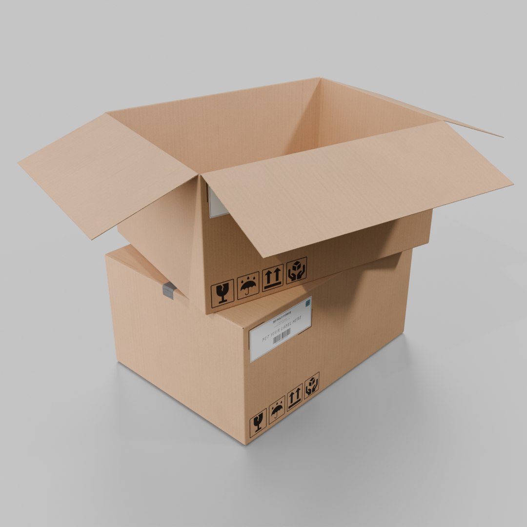 3D Cardboard Rectangular Box - Rigged And Fully Customizable ...