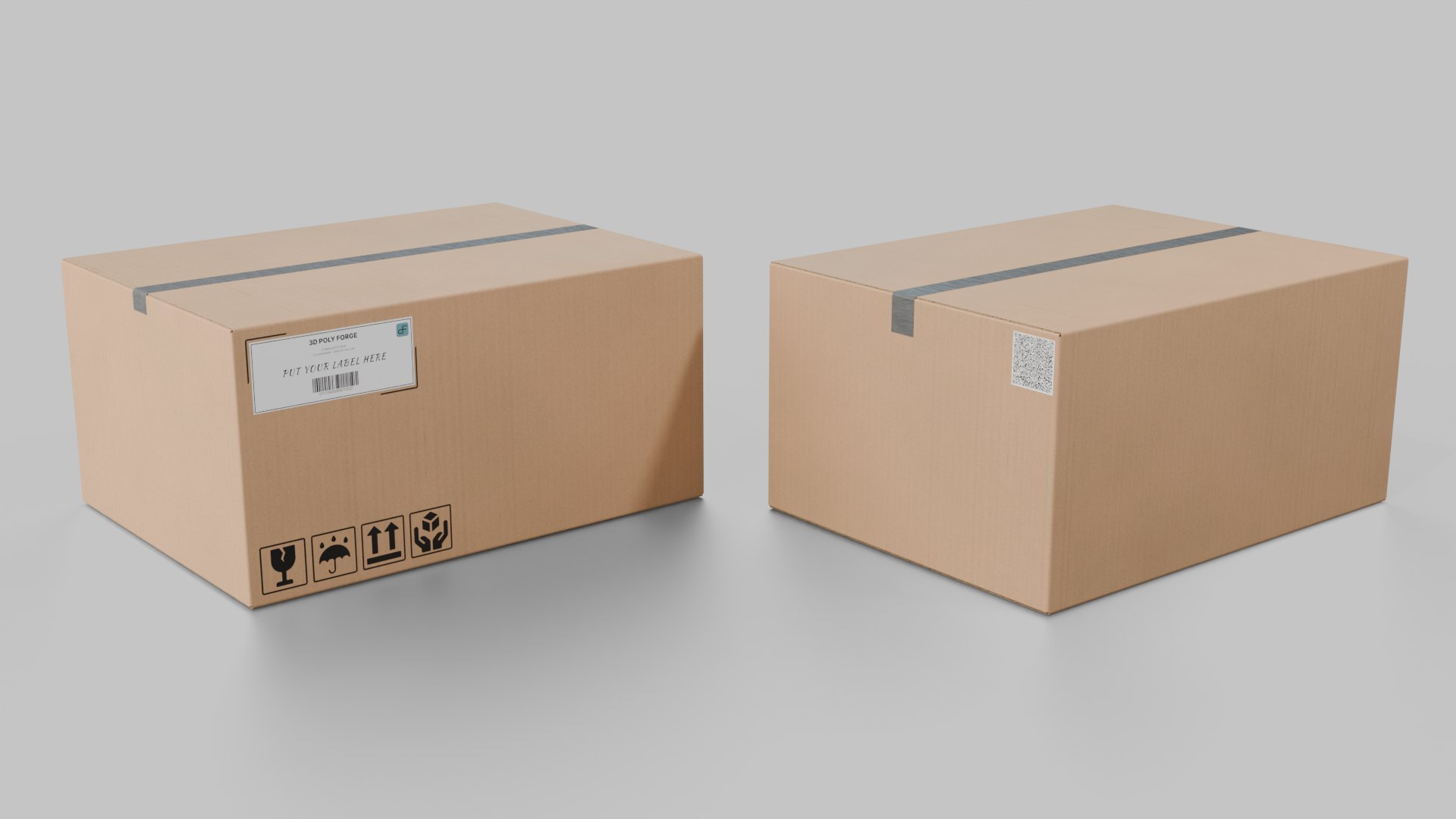 3D Cardboard Rectangular Box - Rigged And Fully Customizable ...