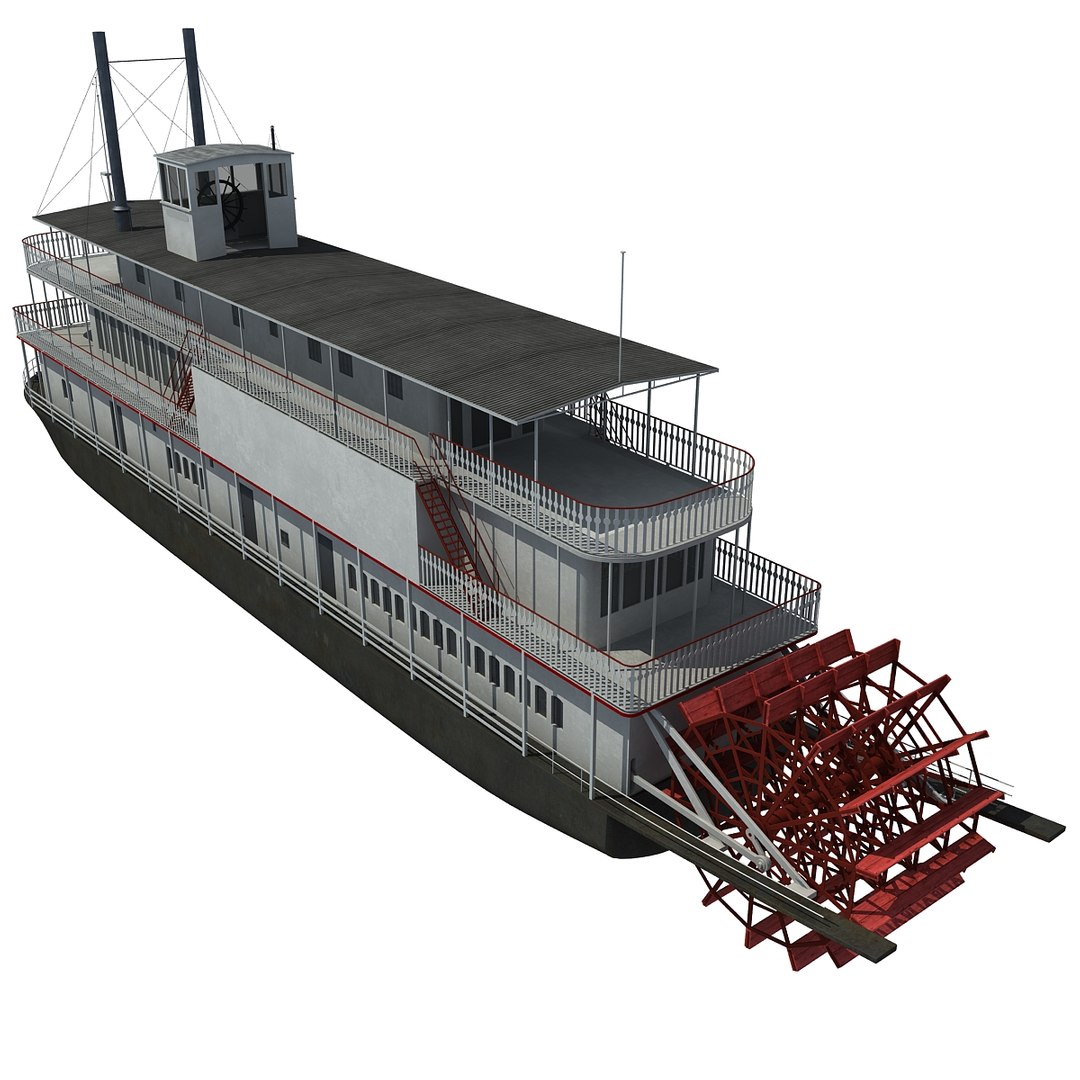 3d historic paddle steamer river