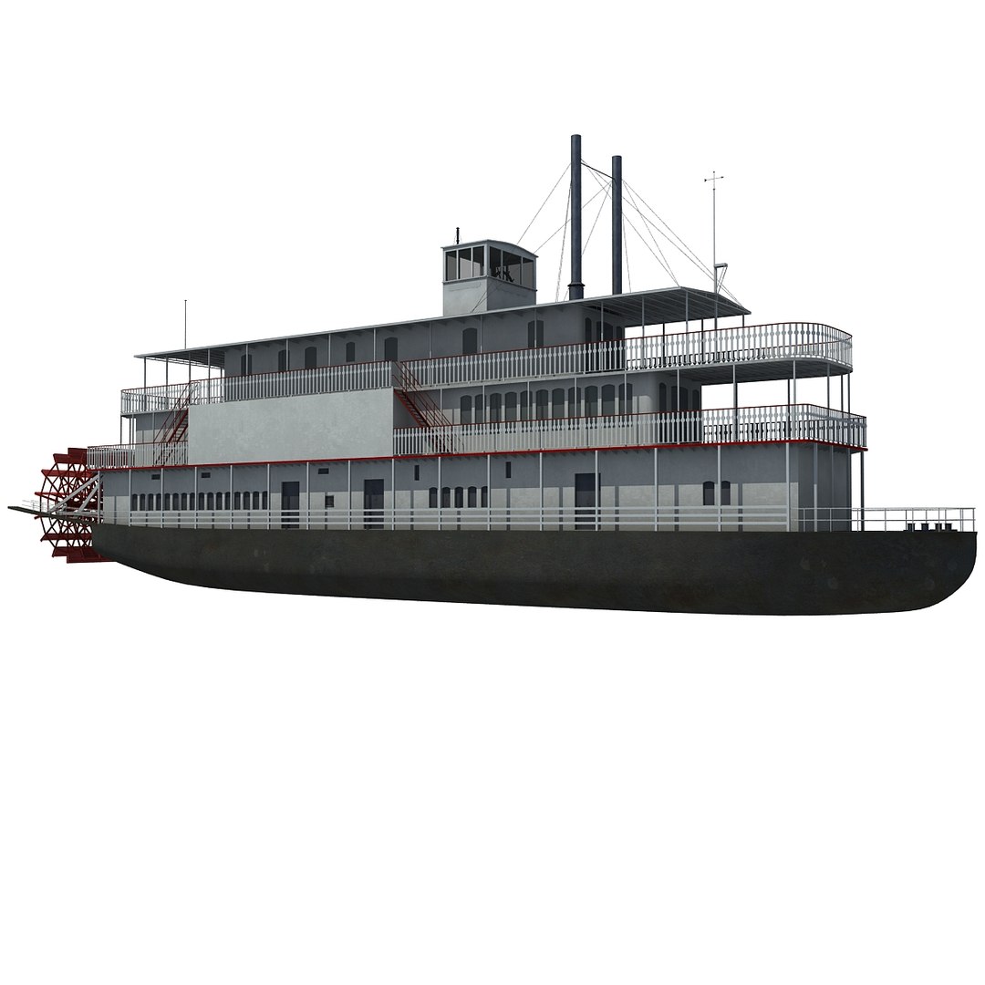 3d historic paddle steamer river