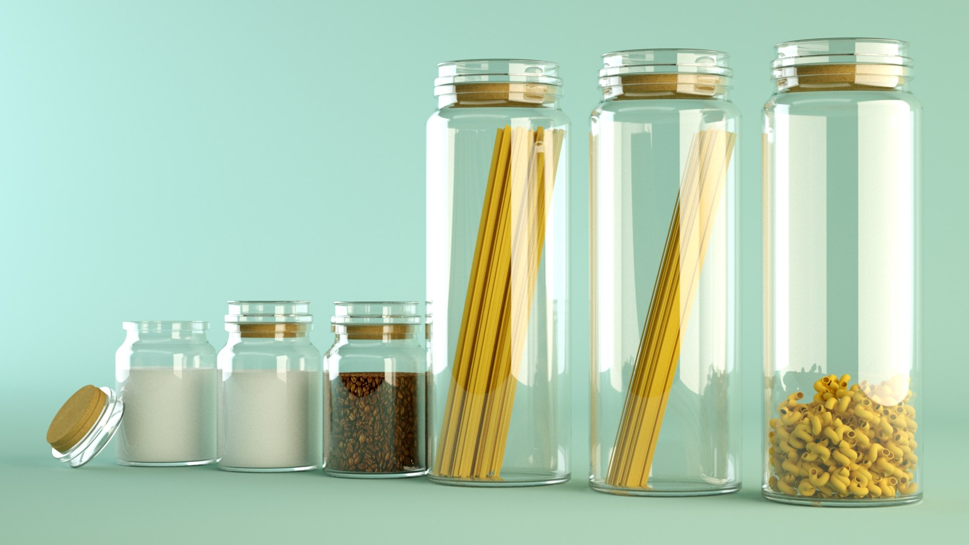 glass containers 3d model