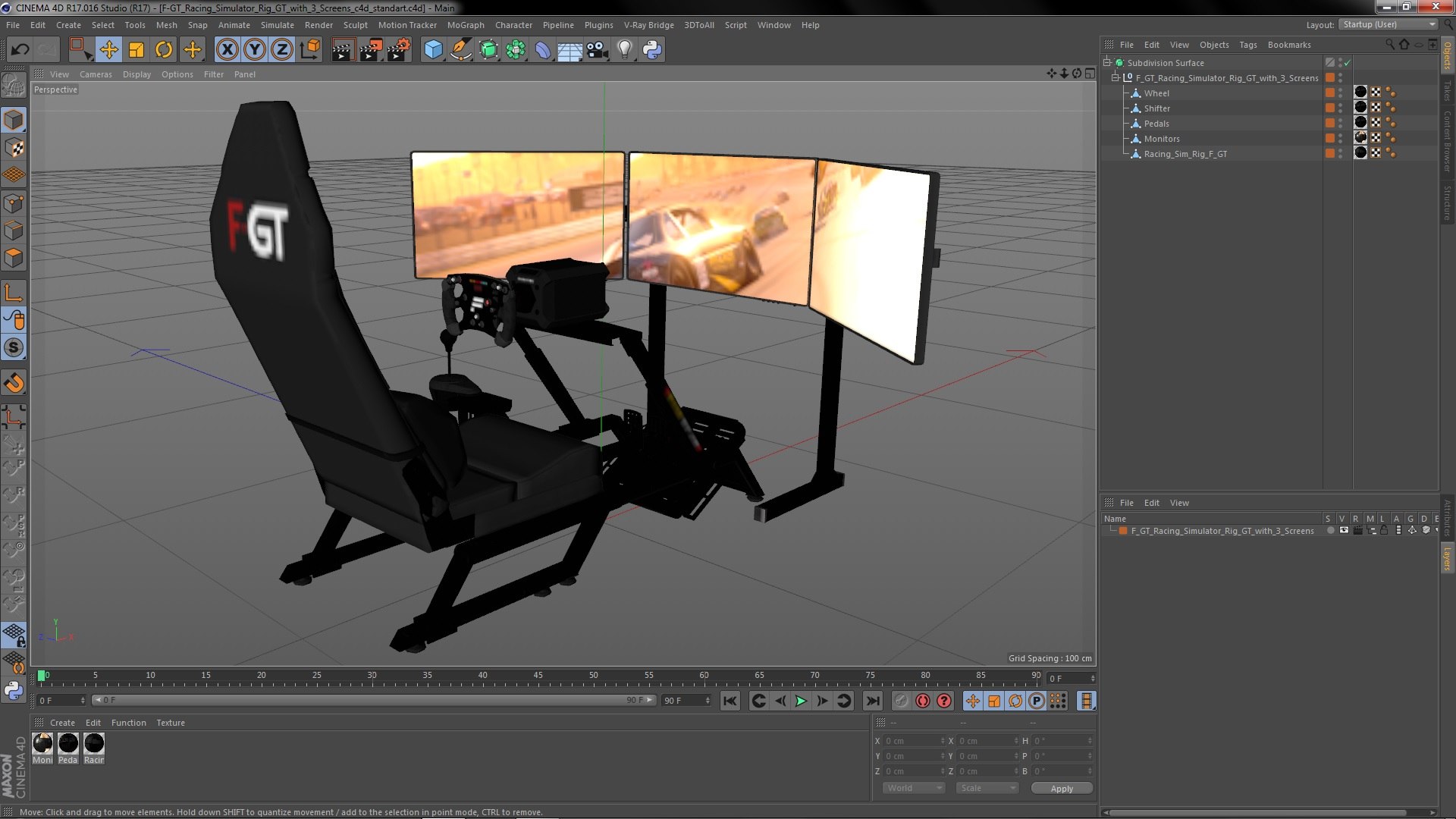 3D F-GT Racing Simulator Rig GT With 3 Screens - TurboSquid 2069312