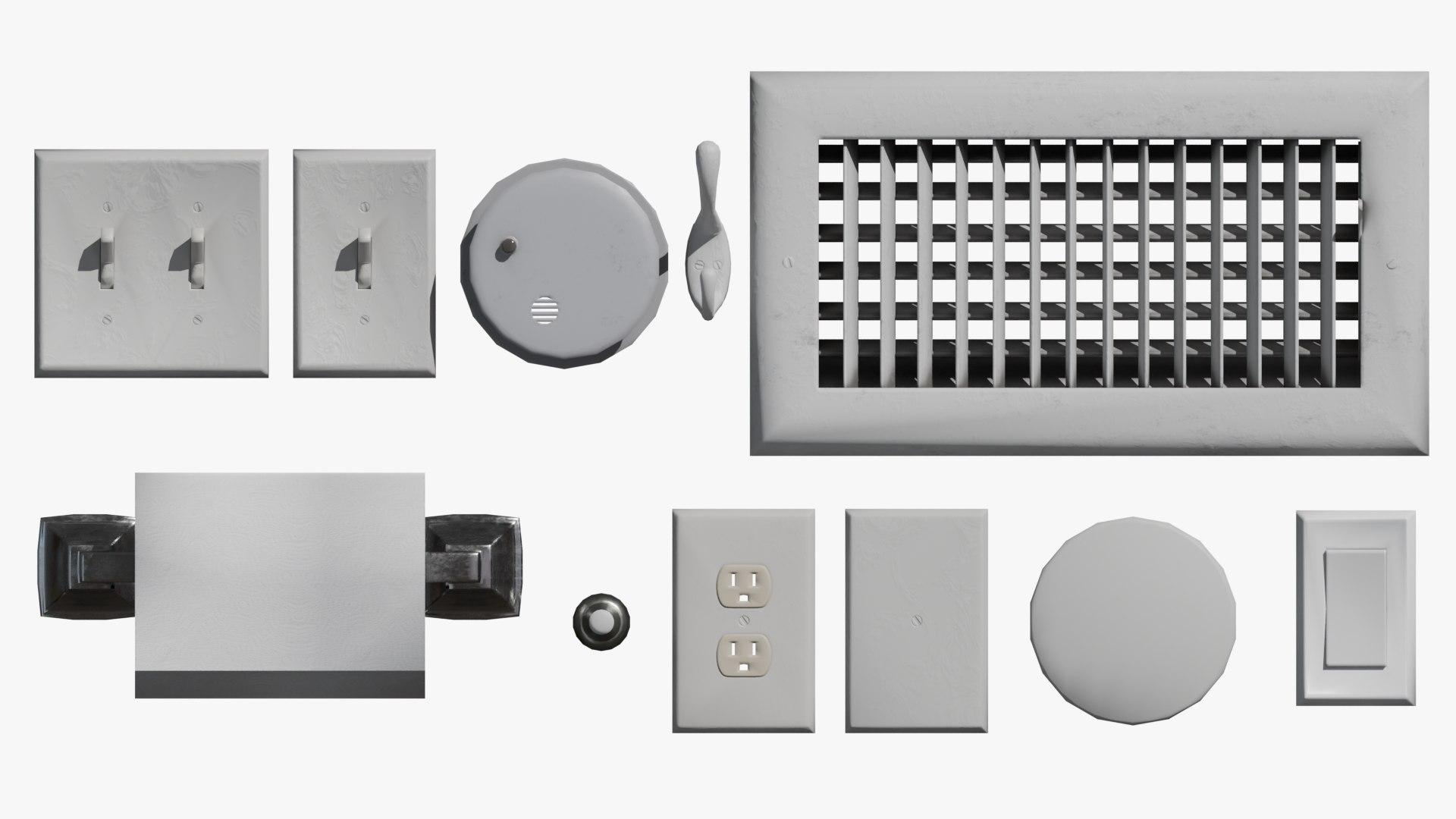 WALL PROPS 1 Light Switch Vent Toilet Paper Smoke Alarm Outlet 3D ...