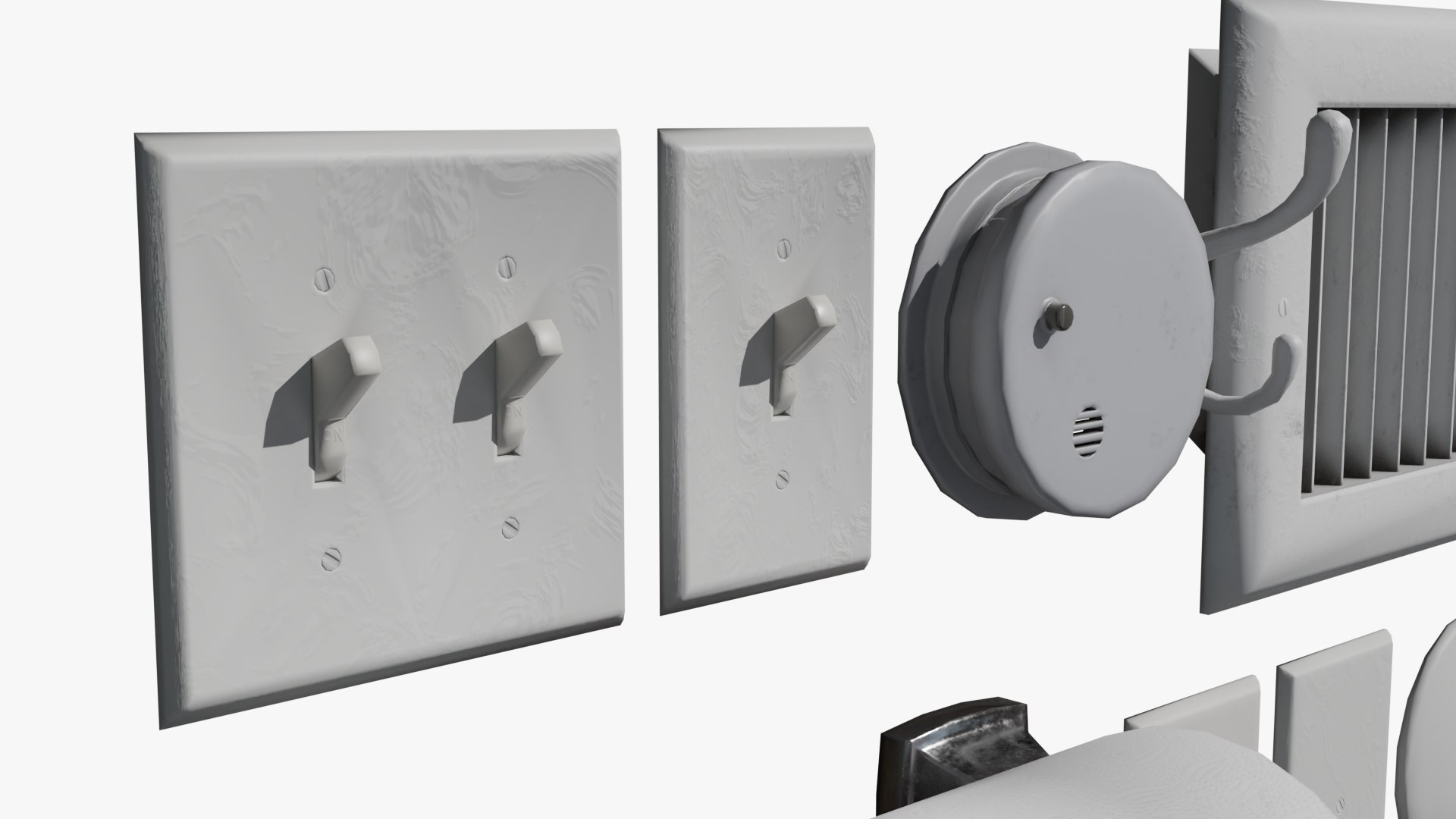 WALL PROPS 1 Light Switch Vent Toilet Paper Smoke Alarm Outlet 3D ...