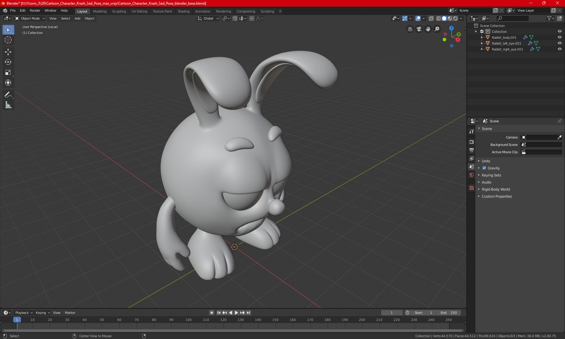 3D Cartoon Character Krash Sad Pose - TurboSquid 2122356