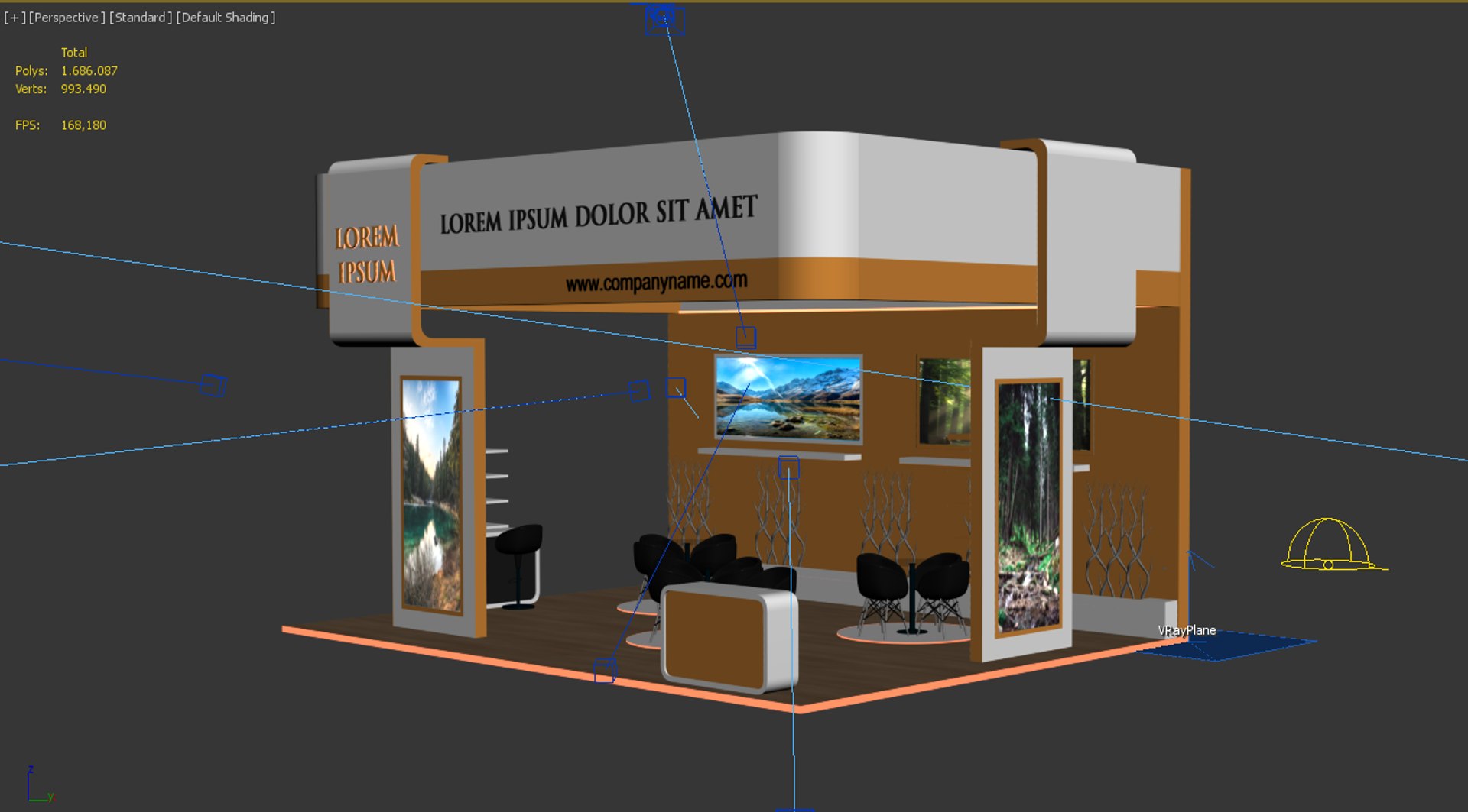 Booth Exhibition Stand Stall 8x6m Height 500 Cm 3Side Open 3D Model ...