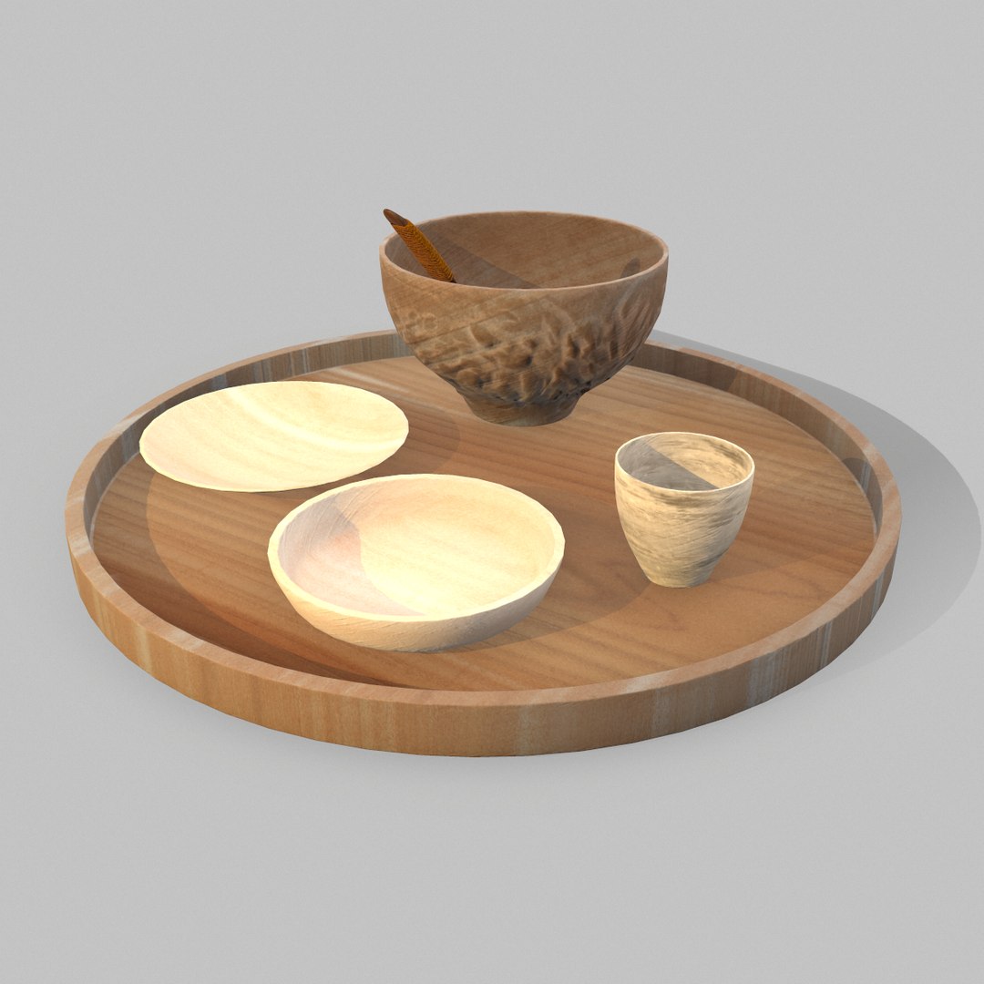Stylish wooden trays 3D model - TurboSquid 1286994