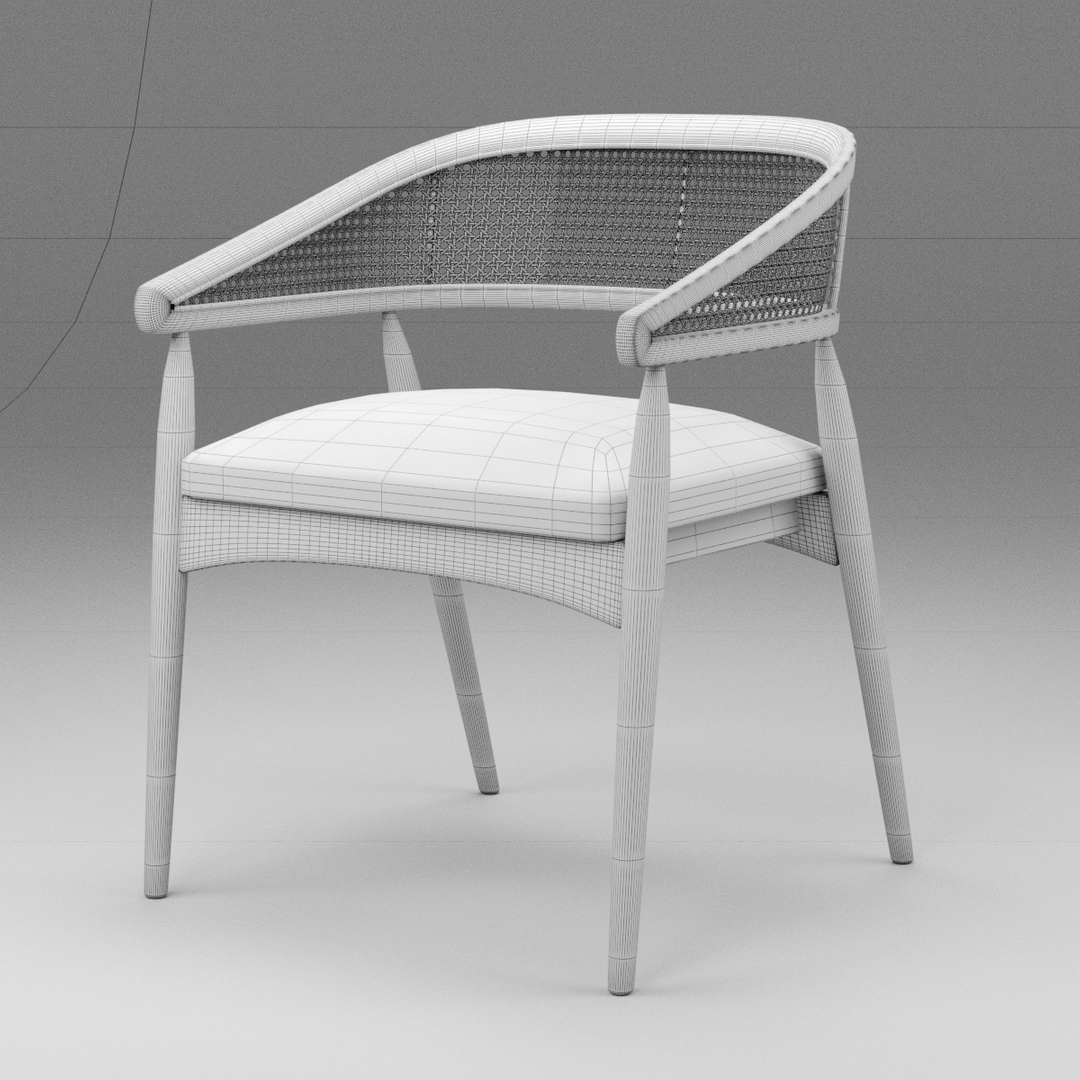 3D Japan Rattan Style Cannes Dining Chair Corona V-Ray Model ...