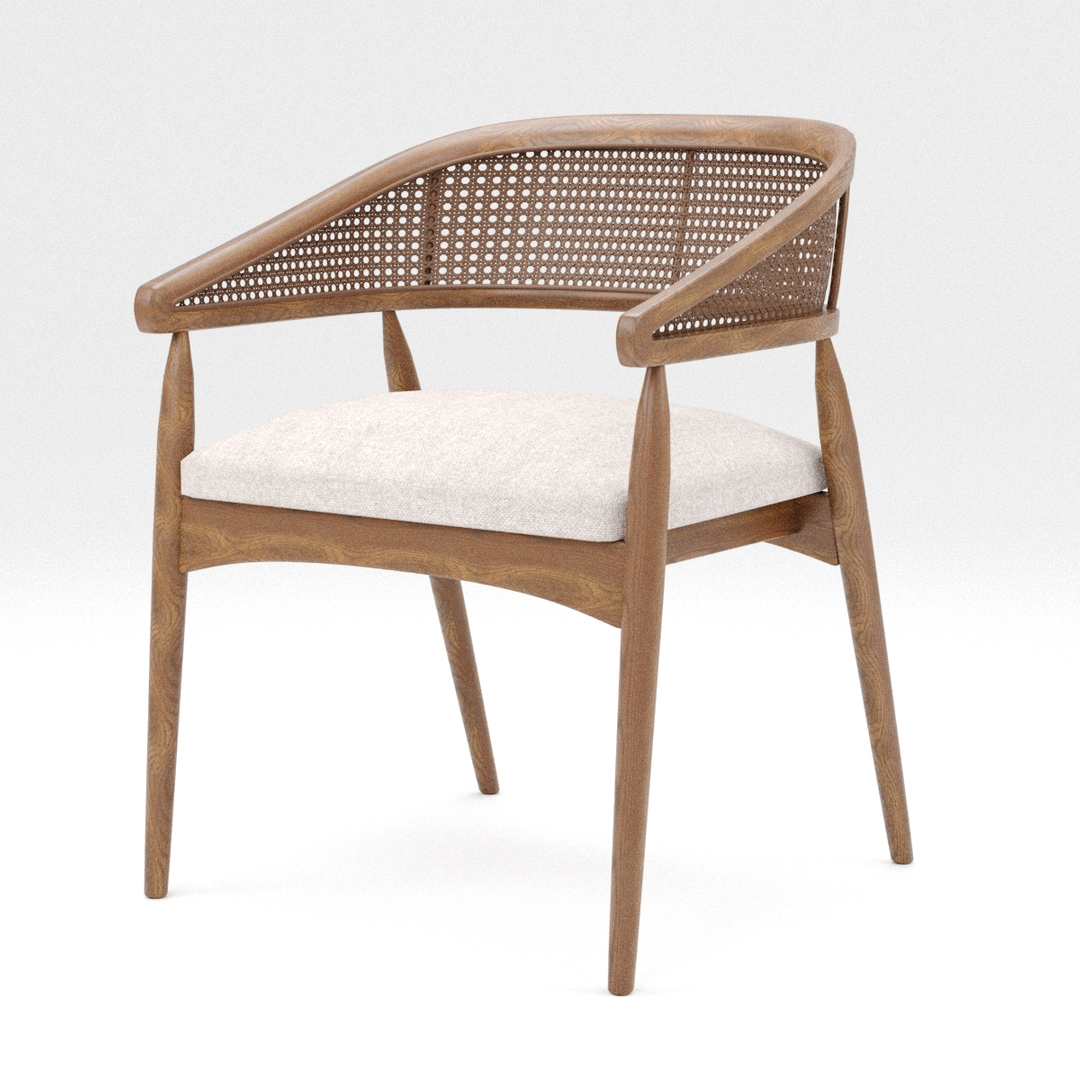 3D Japan Rattan Style Cannes Dining Chair Corona V-Ray Model ...