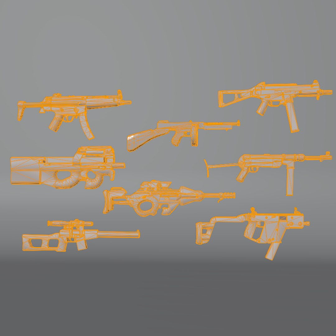 3D Weapon SMG Thompson Vector VSS UMP CG15 MP5 MP40 P90 Model ...