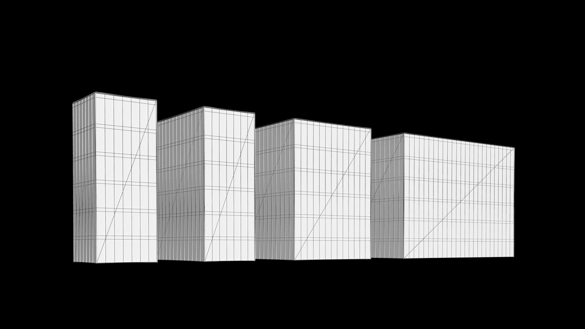 3D 4types Simple building M size model - TurboSquid 1847453