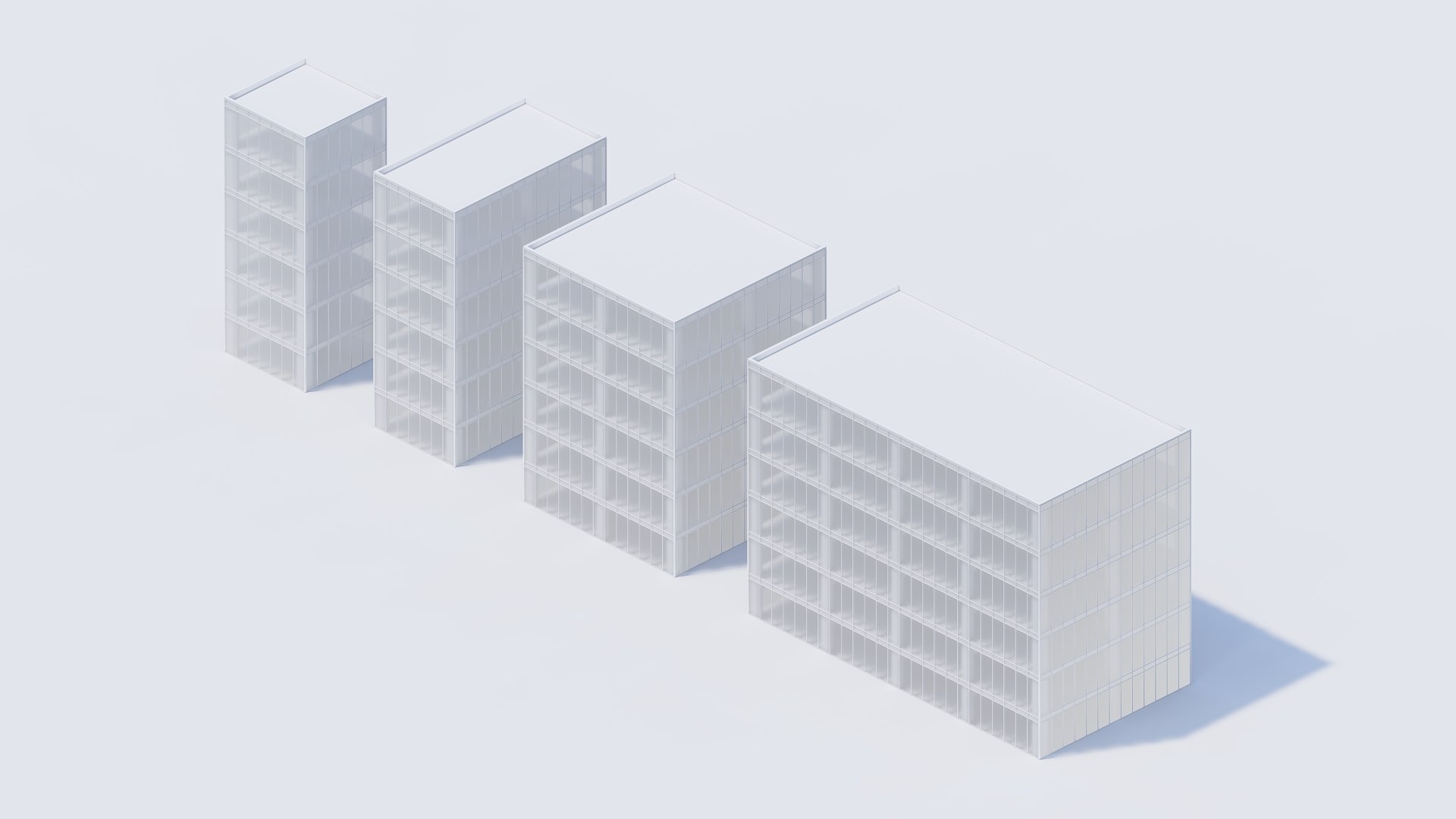 3D 4types Simple building M size model - TurboSquid 1847453