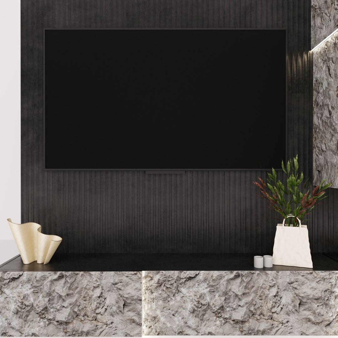 TV wall and fireplace 3D model - TurboSquid 1880380