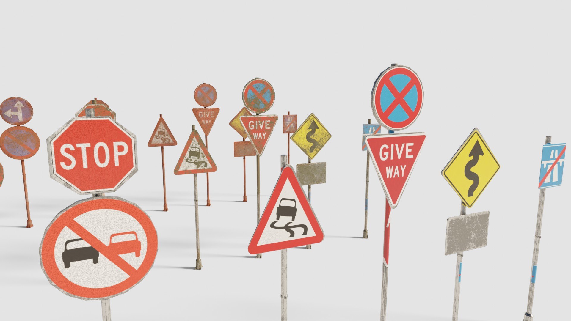 Street And Traffic Signs With Pbr Textures 3D - TurboSquid 1880431