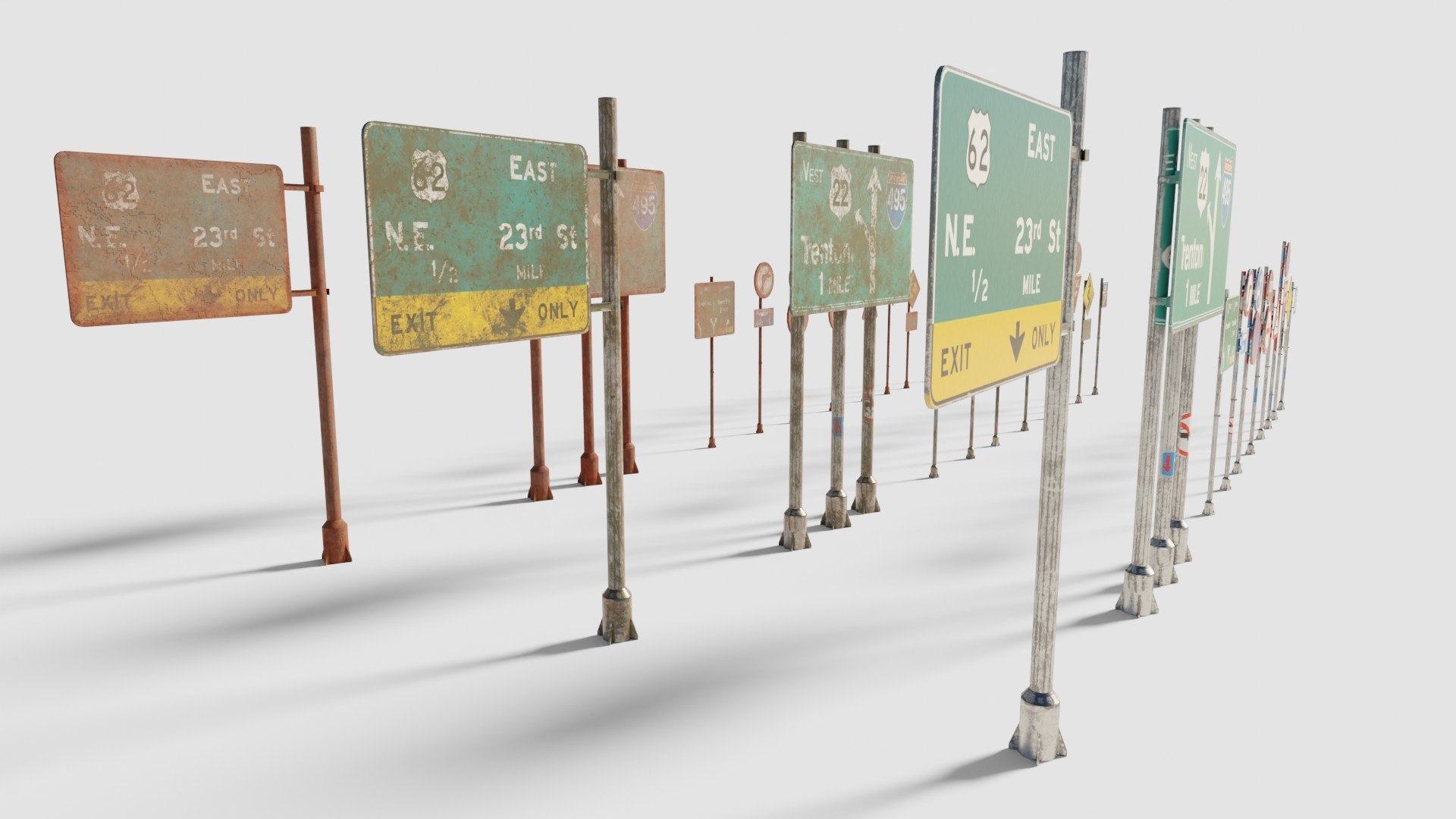 Street and traffic signs with pbr textures 3D - TurboSquid 1880431