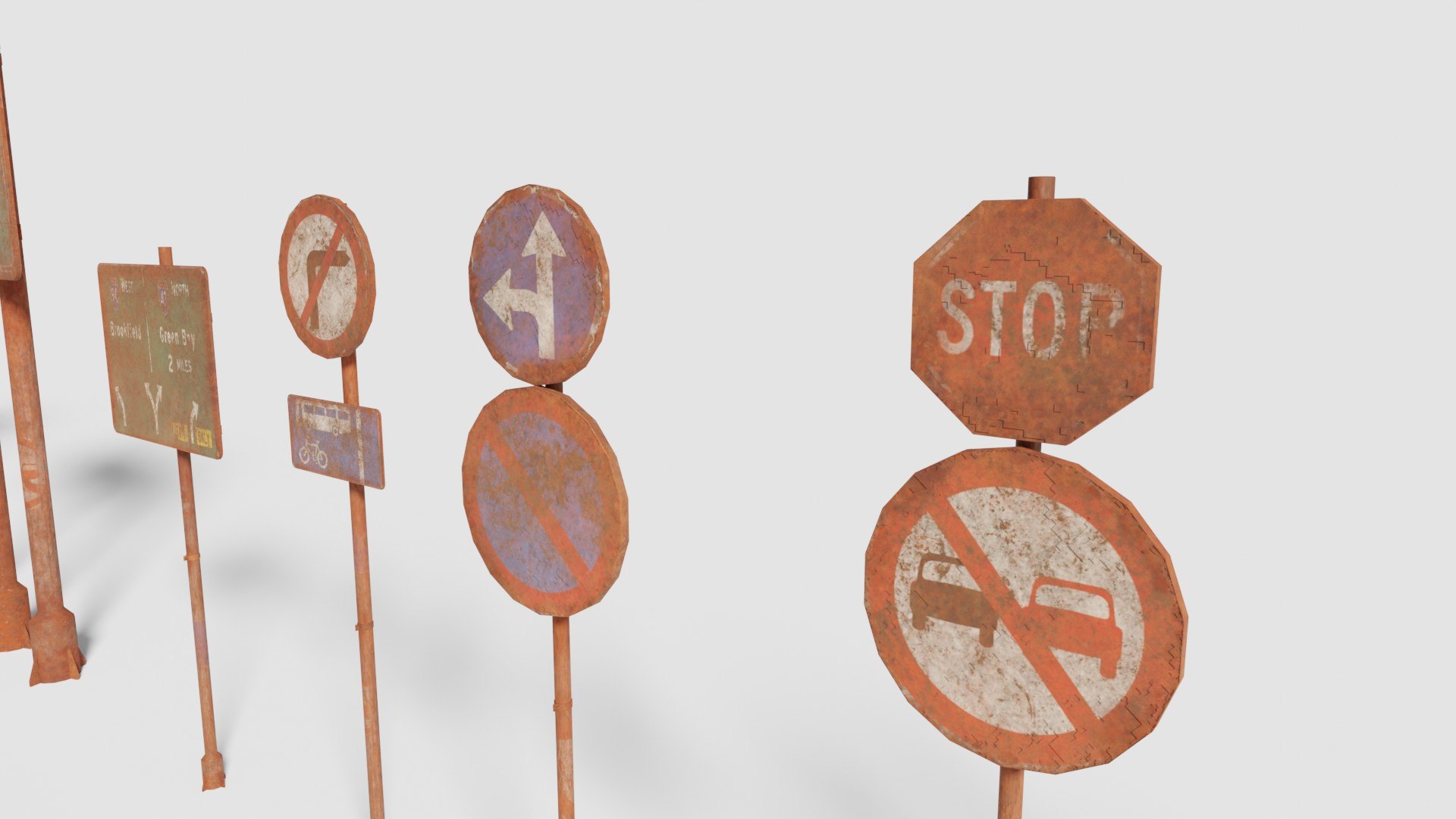 Street and traffic signs with pbr textures 3D - TurboSquid 1880431