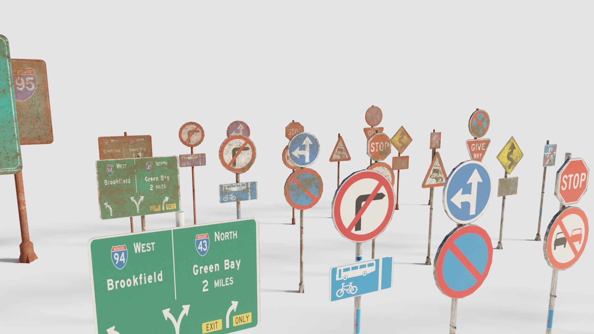 Street And Traffic Signs With Pbr Textures 3D - TurboSquid 1880431