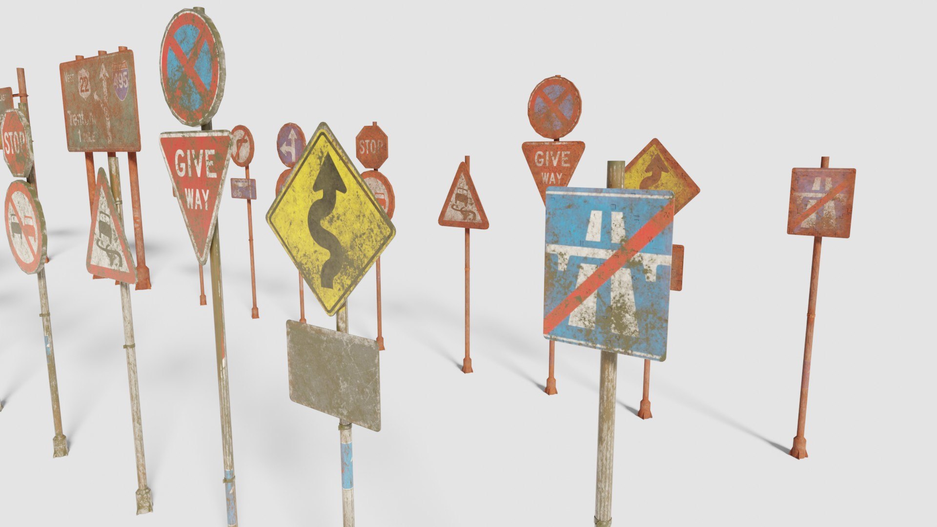 Street And Traffic Signs With Pbr Textures 3D - TurboSquid 1880431