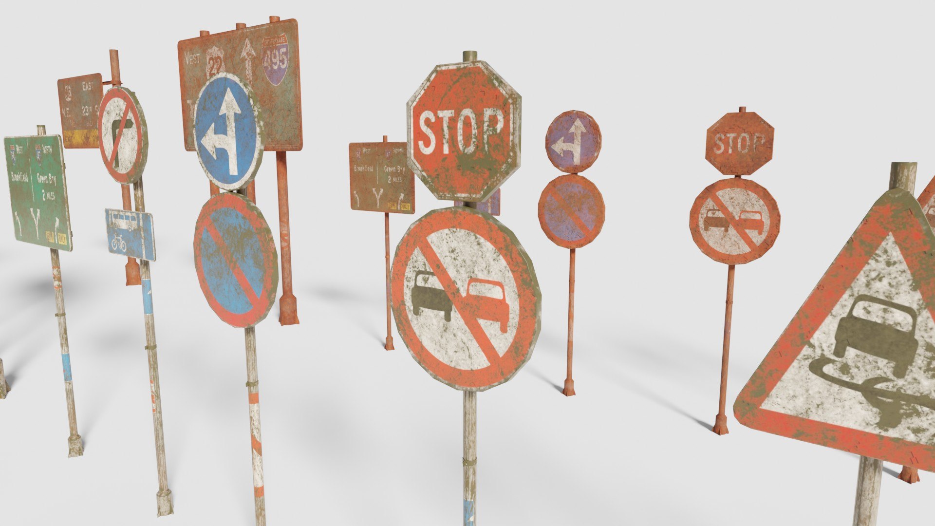 Street And Traffic Signs With Pbr Textures 3D - TurboSquid 1880431