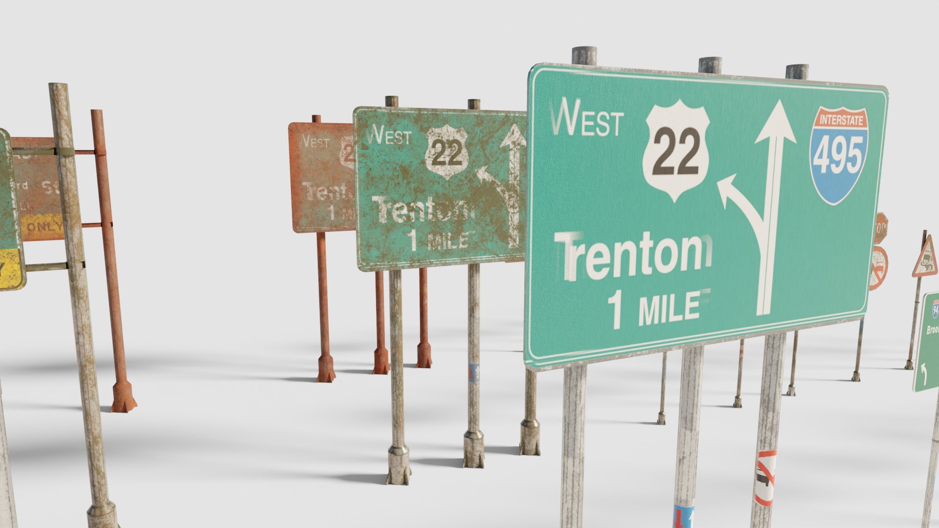 Street And Traffic Signs With Pbr Textures 3D - TurboSquid 1880431