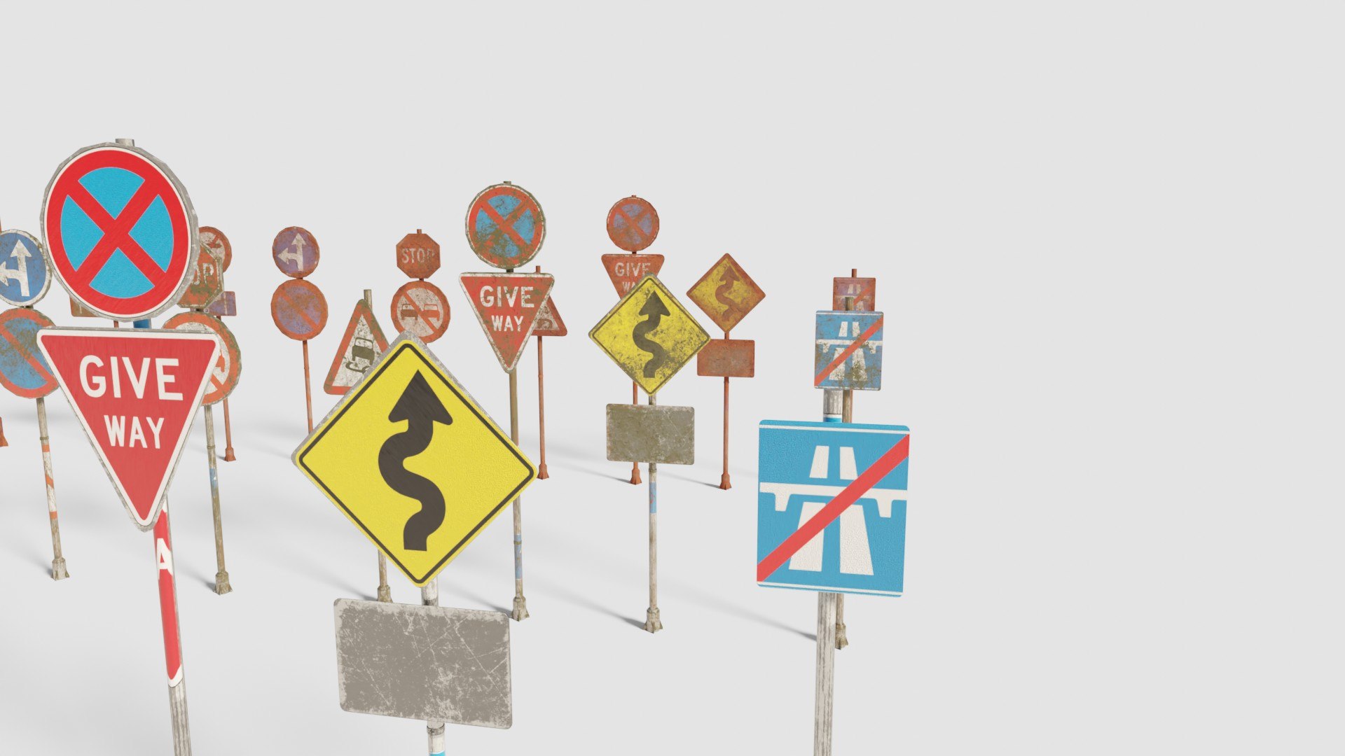 Street And Traffic Signs With Pbr Textures 3D - TurboSquid 1880431