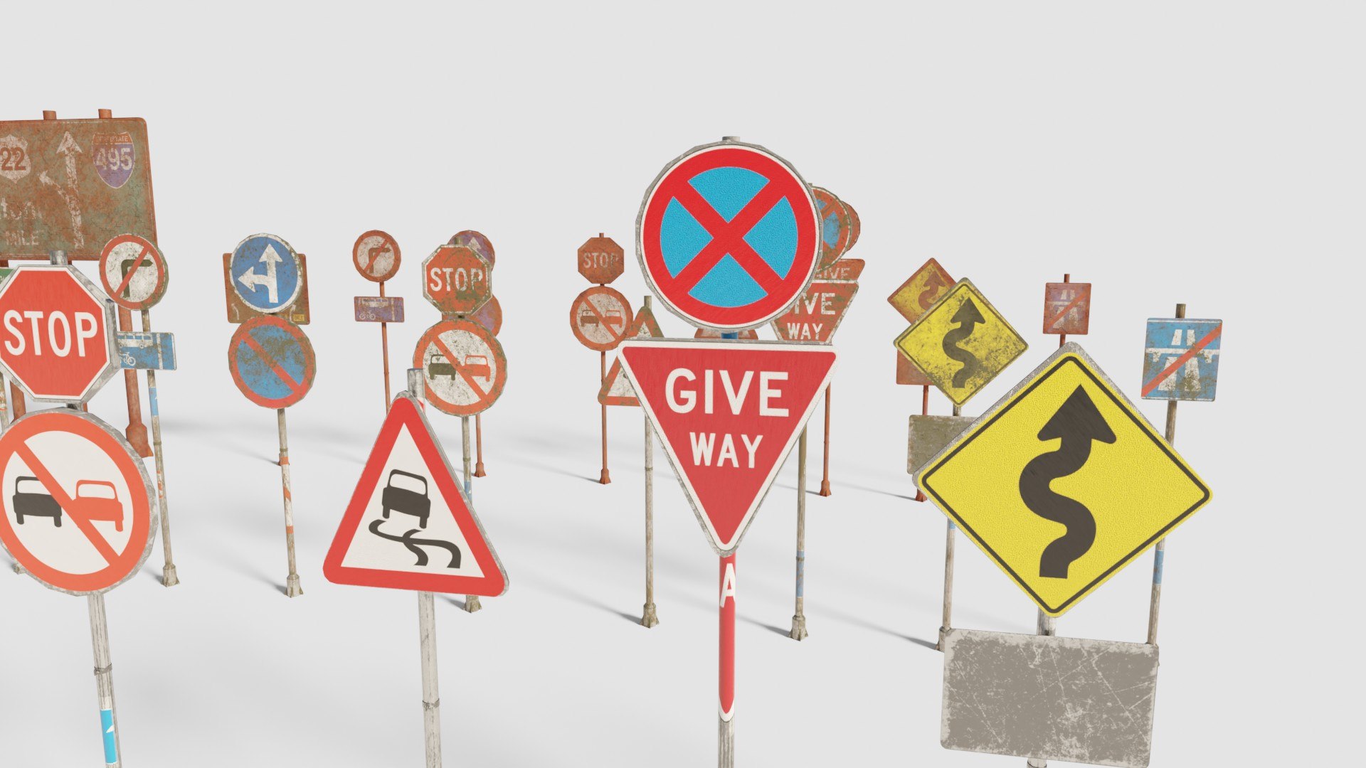 Street And Traffic Signs With Pbr Textures 3D - TurboSquid 1880431