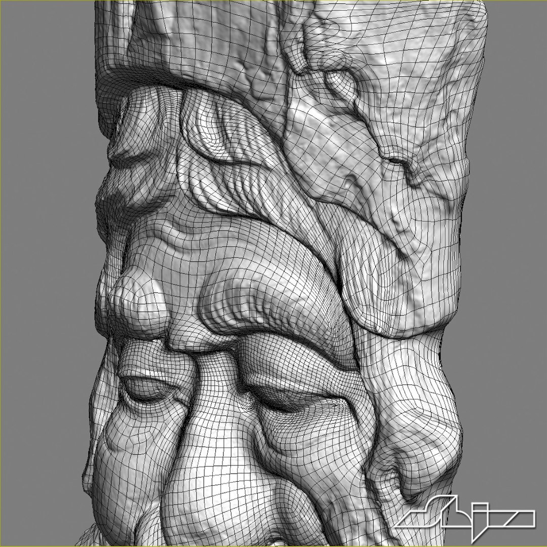 3dsmax Wood Carved Face