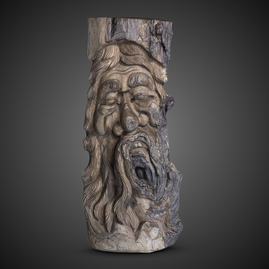 3dsmax Wood Carved Face