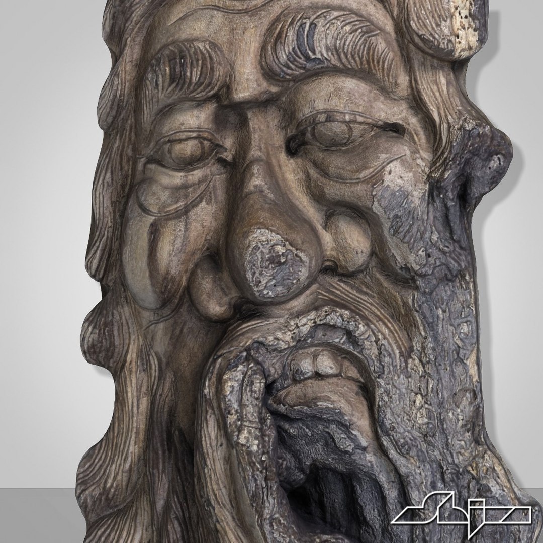 3dsmax Wood Carved Face