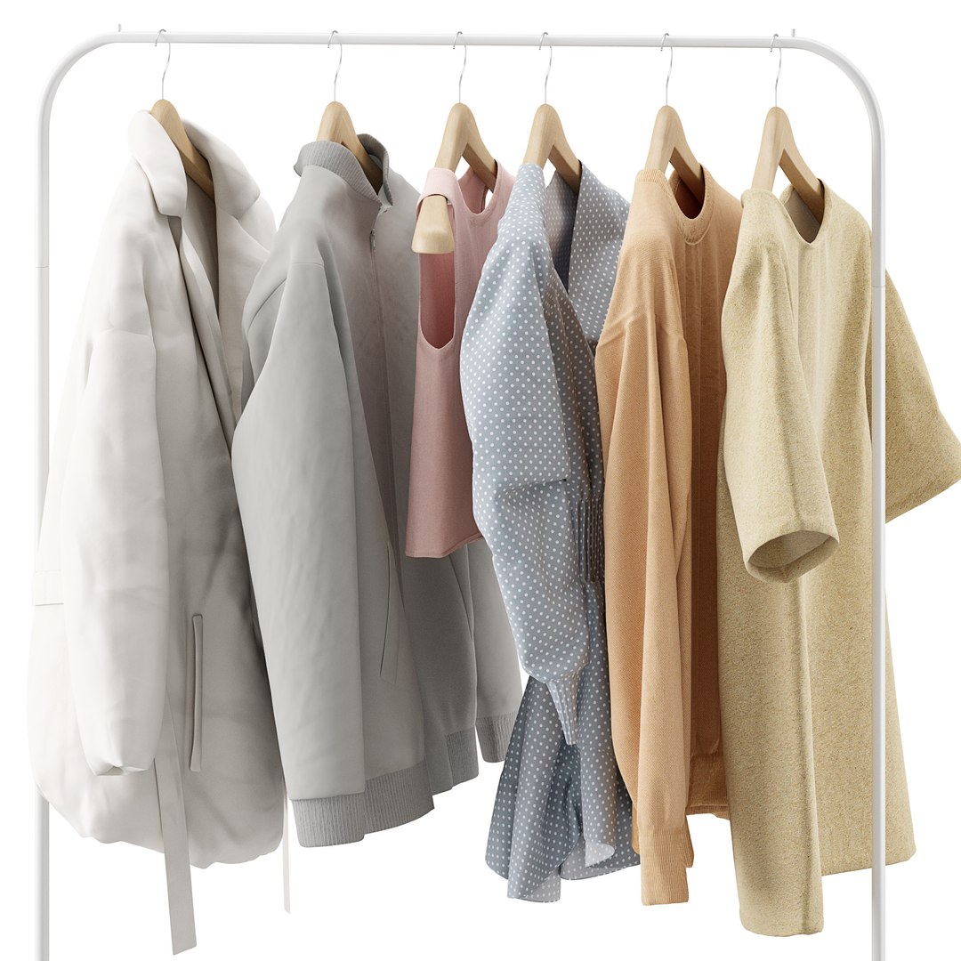 3D Clothes On The Rack Set 01 Model - TurboSquid 2185087