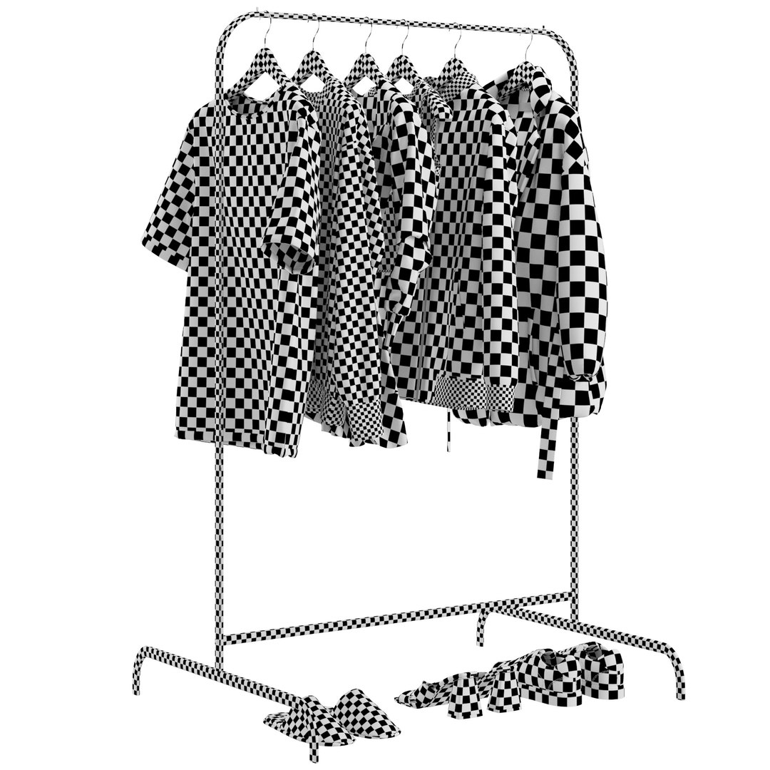 3D Clothes On The Rack Set 01 Model - TurboSquid 2185087