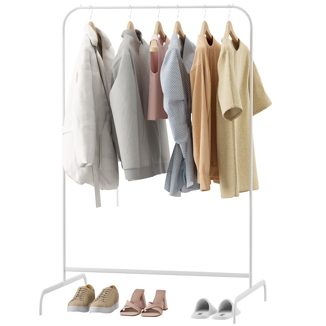 3D Clothes On The Rack Set 01 Model - TurboSquid 2185087