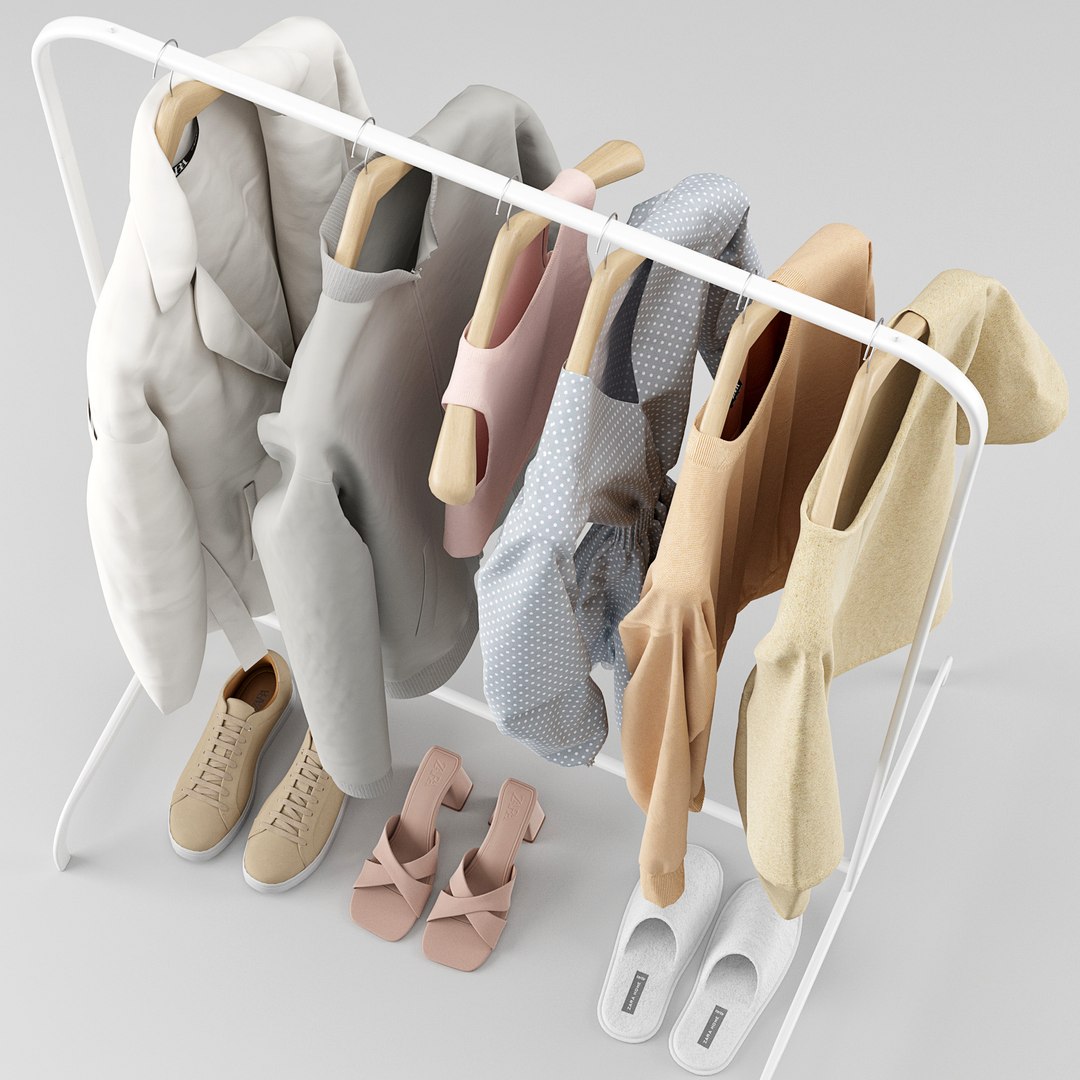 3D Clothes On The Rack Set 01 Model - TurboSquid 2185087
