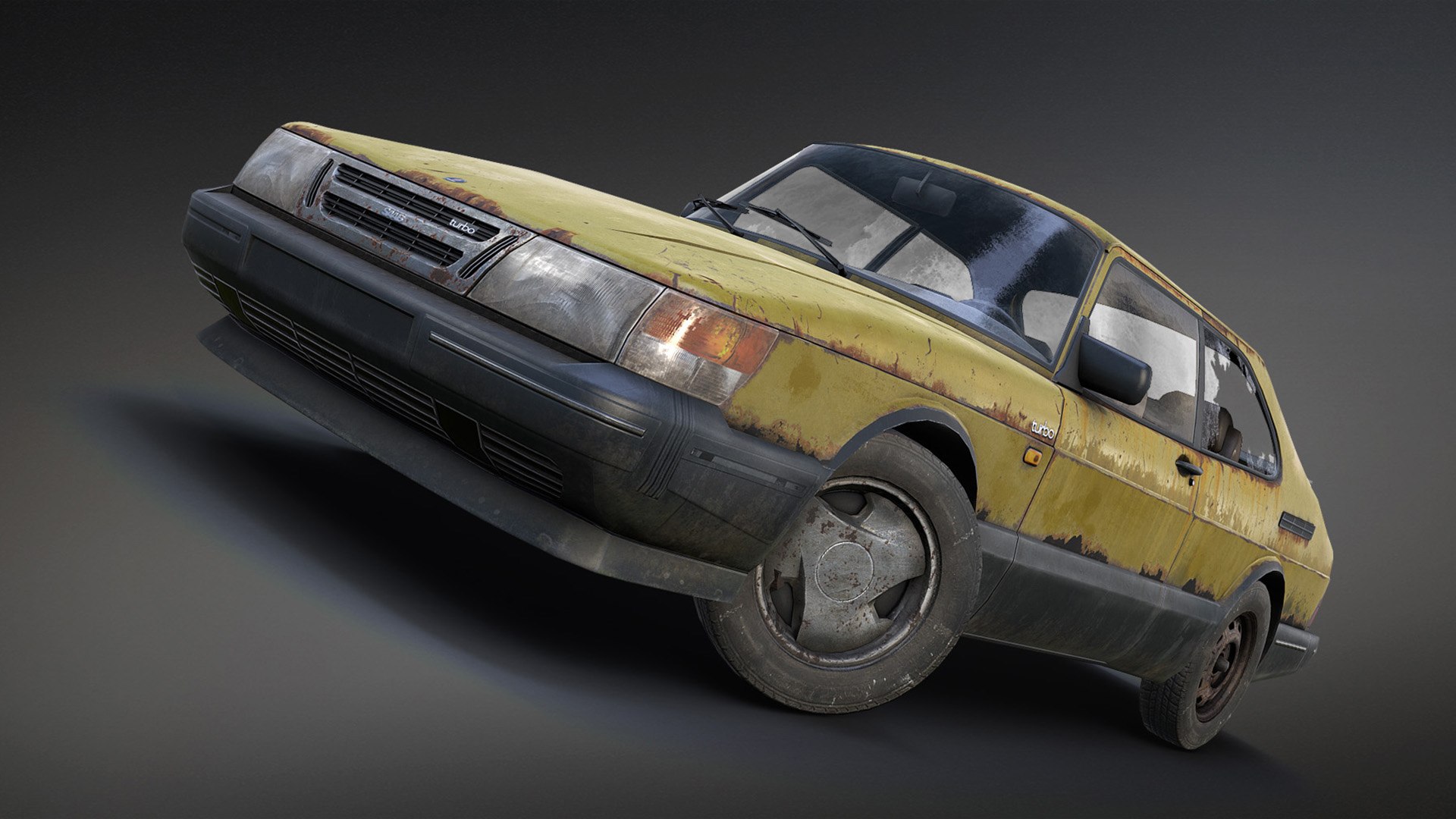 Low-poly Rusty Saab 900 Obj