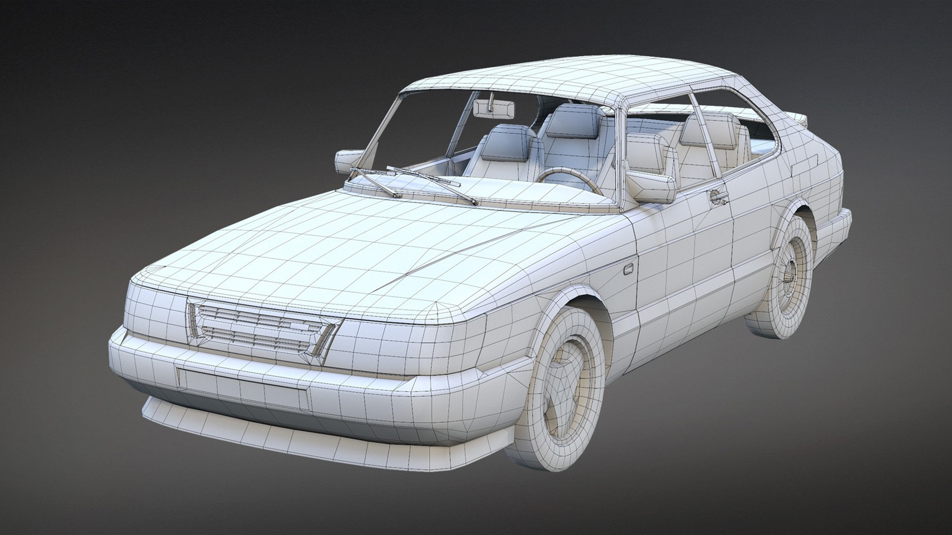 Low-poly Rusty Saab 900 Obj