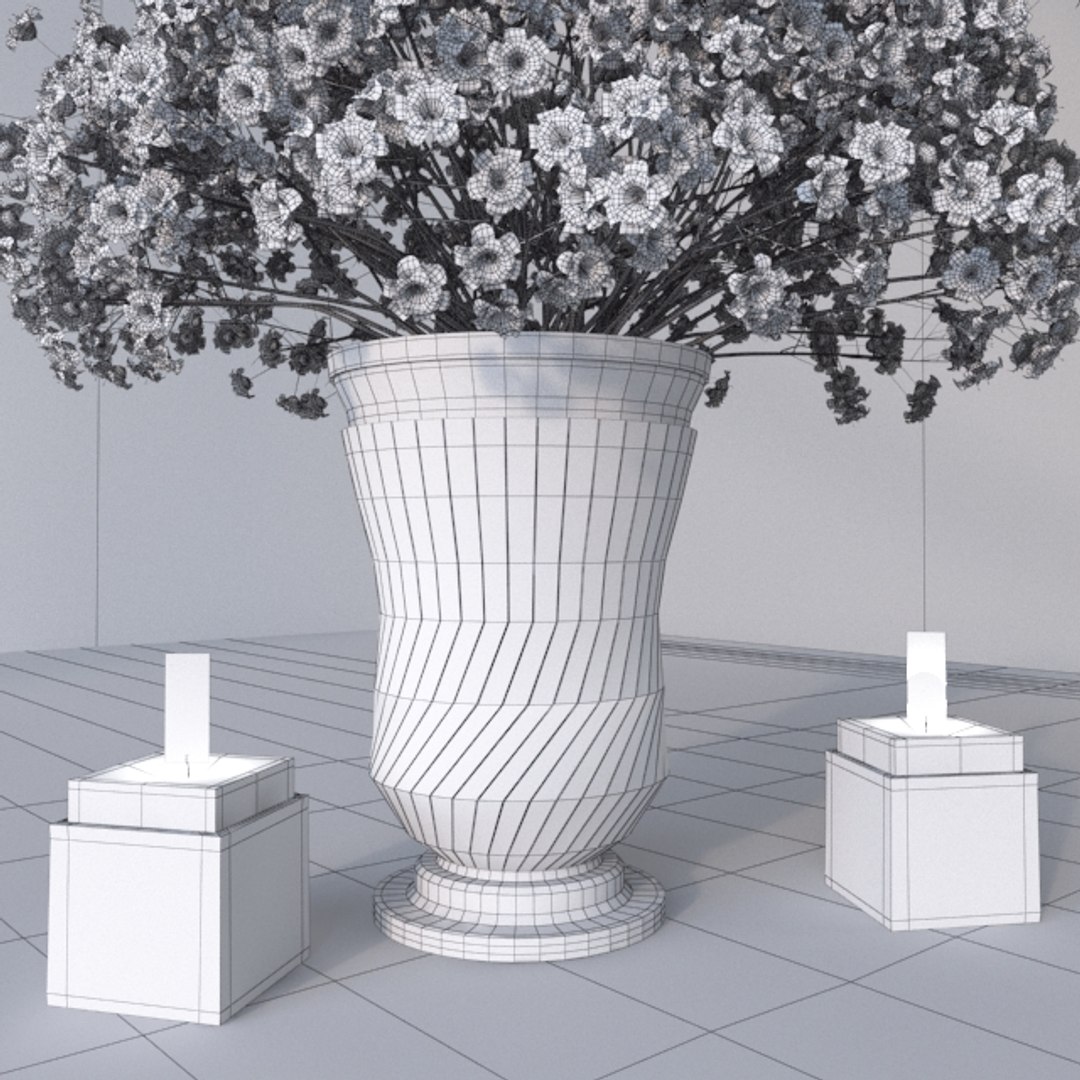 Bouquet Gypsophila Vase 3d Max