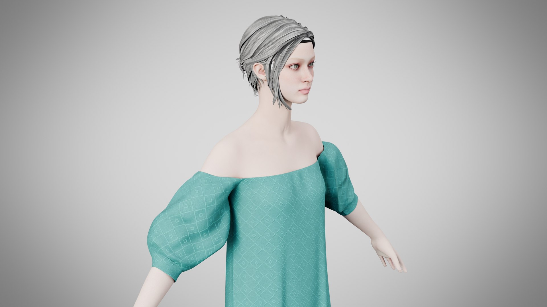 3D Dress 15 Dark Cyan Model - TurboSquid 2458710