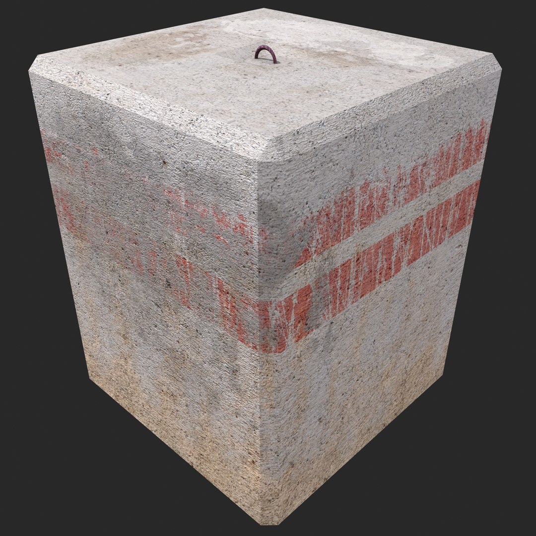 3d square concrete block