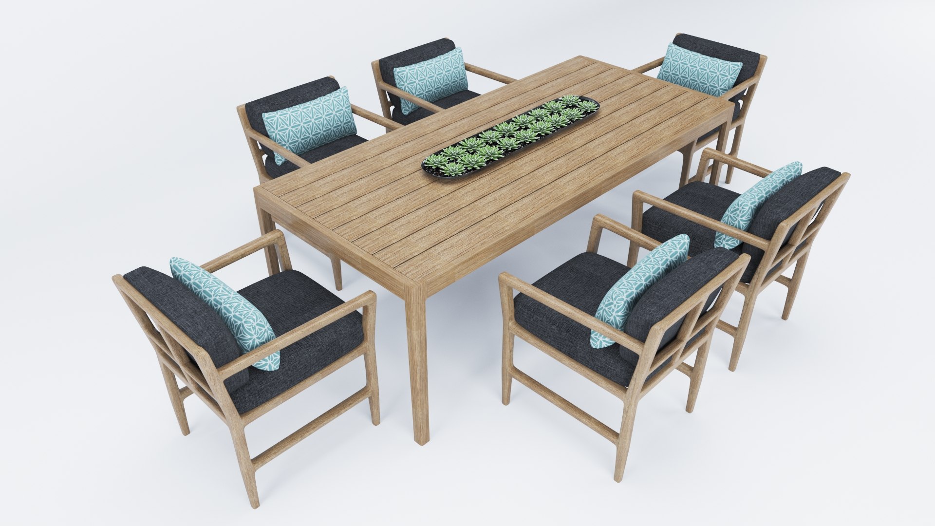 Teak Dining Table And Chair Collection 3D Model - TurboSquid 1743000