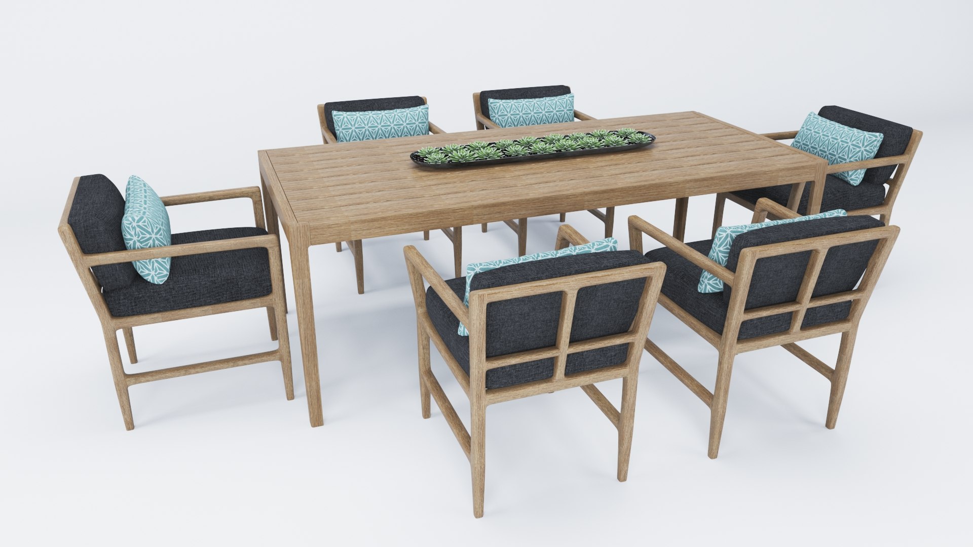Teak Dining Table And Chair Collection 3D Model - TurboSquid 1743000