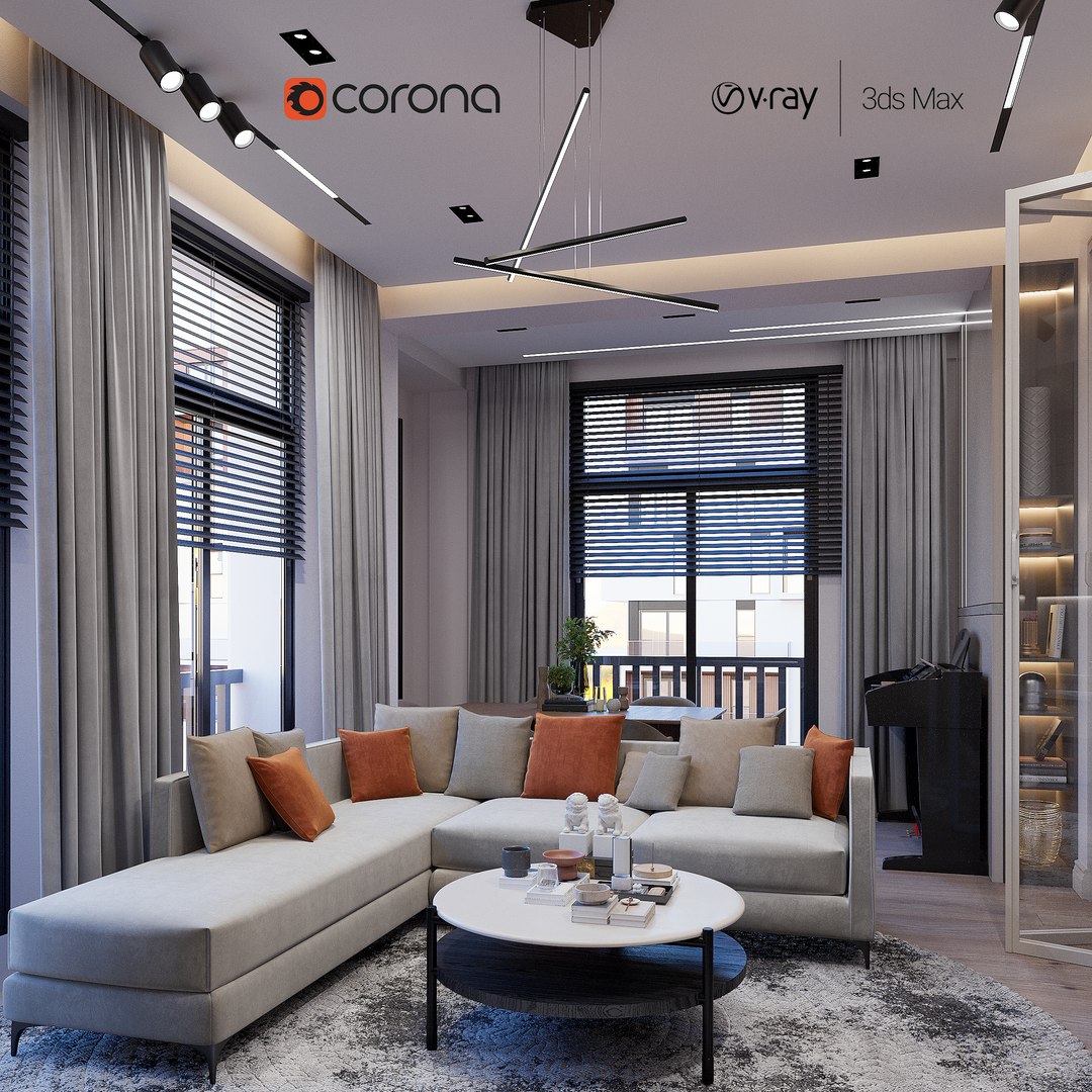 3D LIVINGROOM KITCHEN AND HALL ARXIVE FILE MAX - TurboSquid 2313230