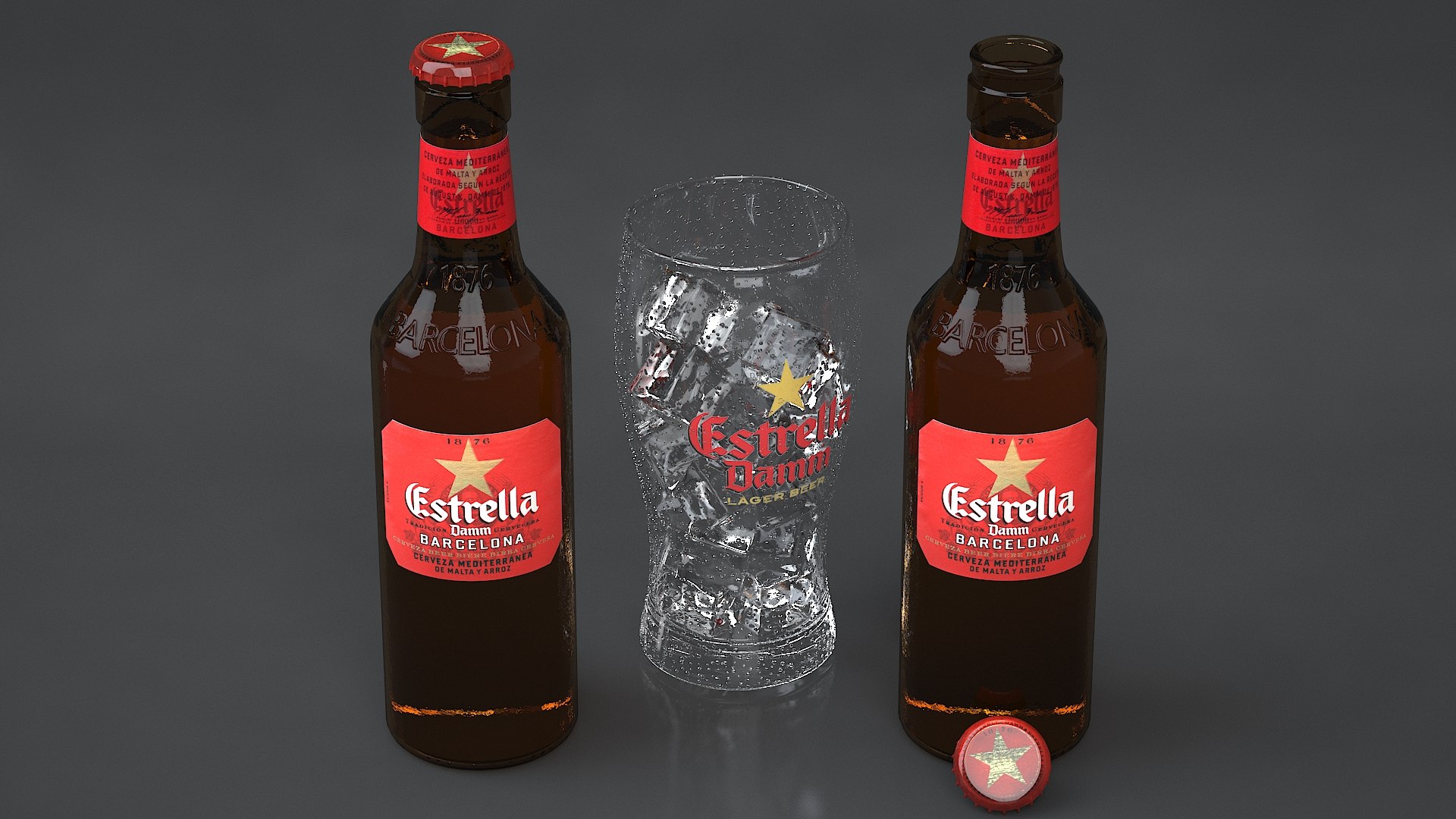 Estrella Damm Beer Glass 3d Model