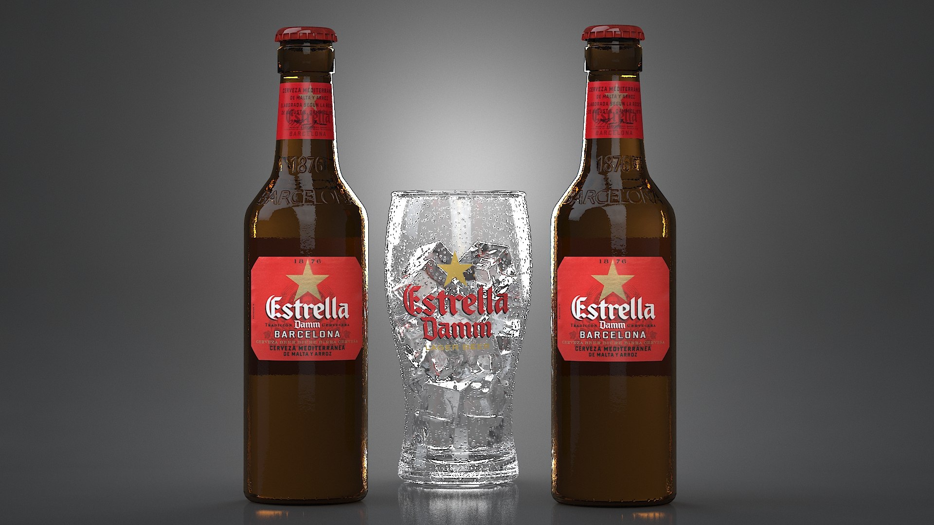 Estrella Damm Beer Glass 3d Model