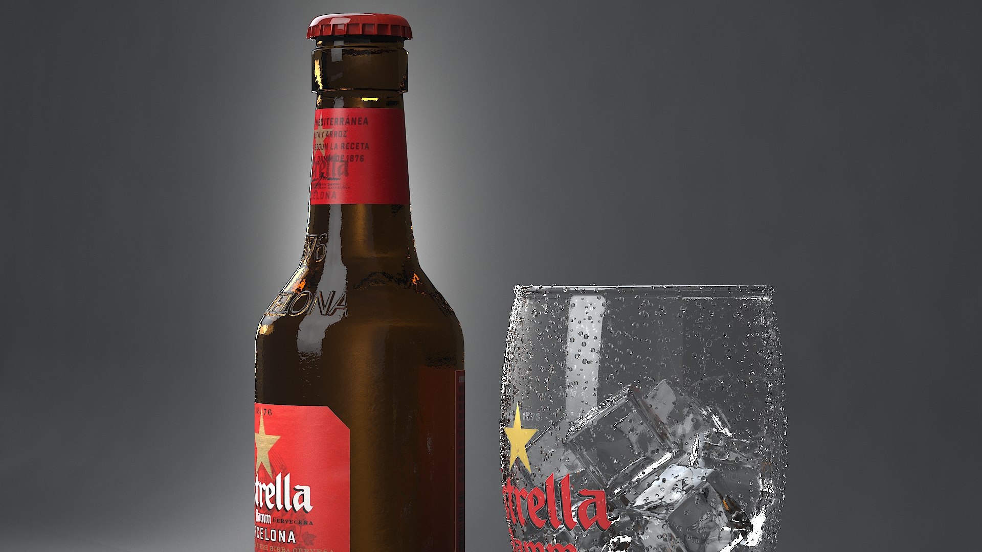 Estrella Damm Beer Glass 3d Model